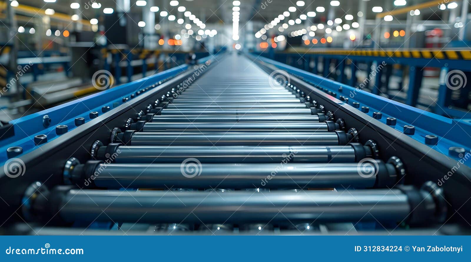 Roller Conveyor Used for Transporting Objects in a Production Line ...