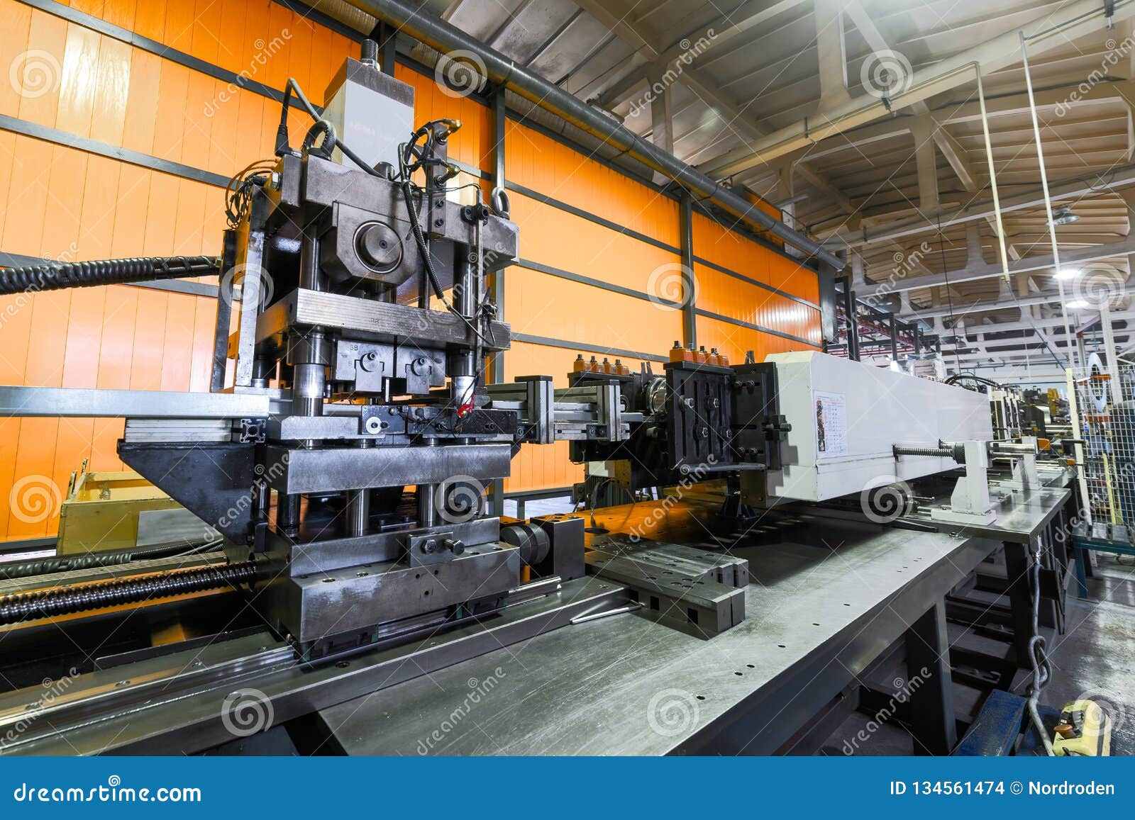 Roller Forming Machine. the Interior of the Plant Producing a Metal ...