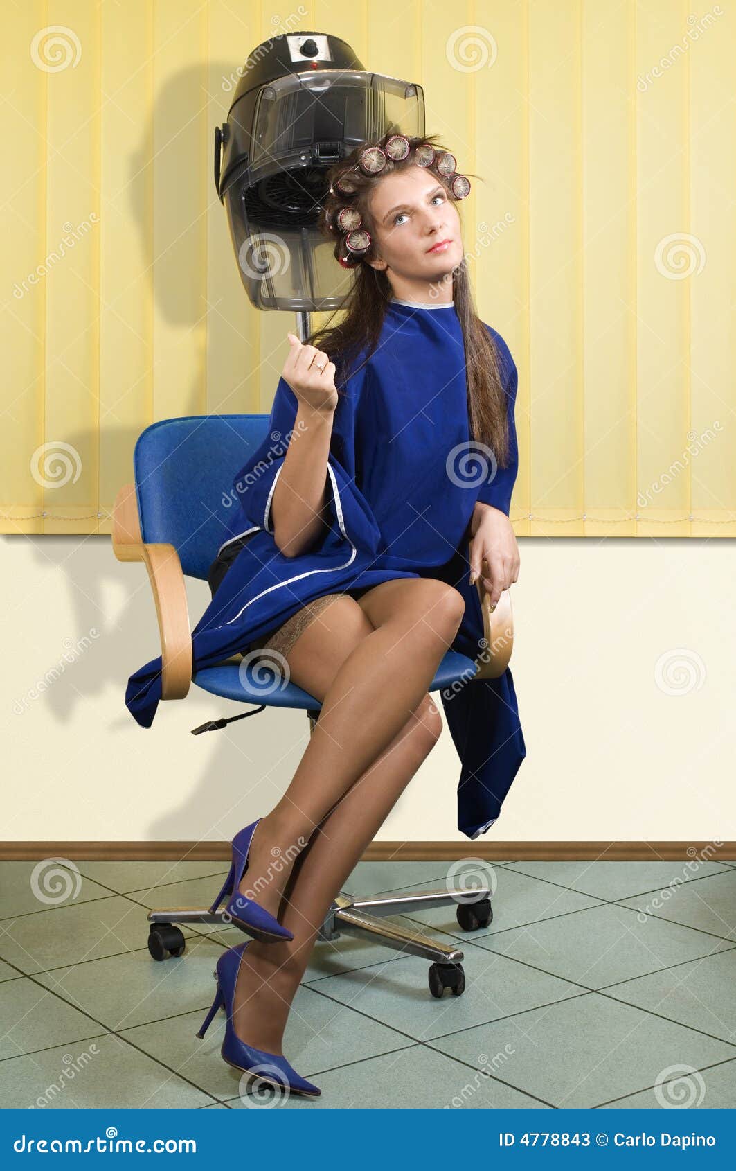 Roller on head stock image. Image of coiffure, look, attendance - 4778843