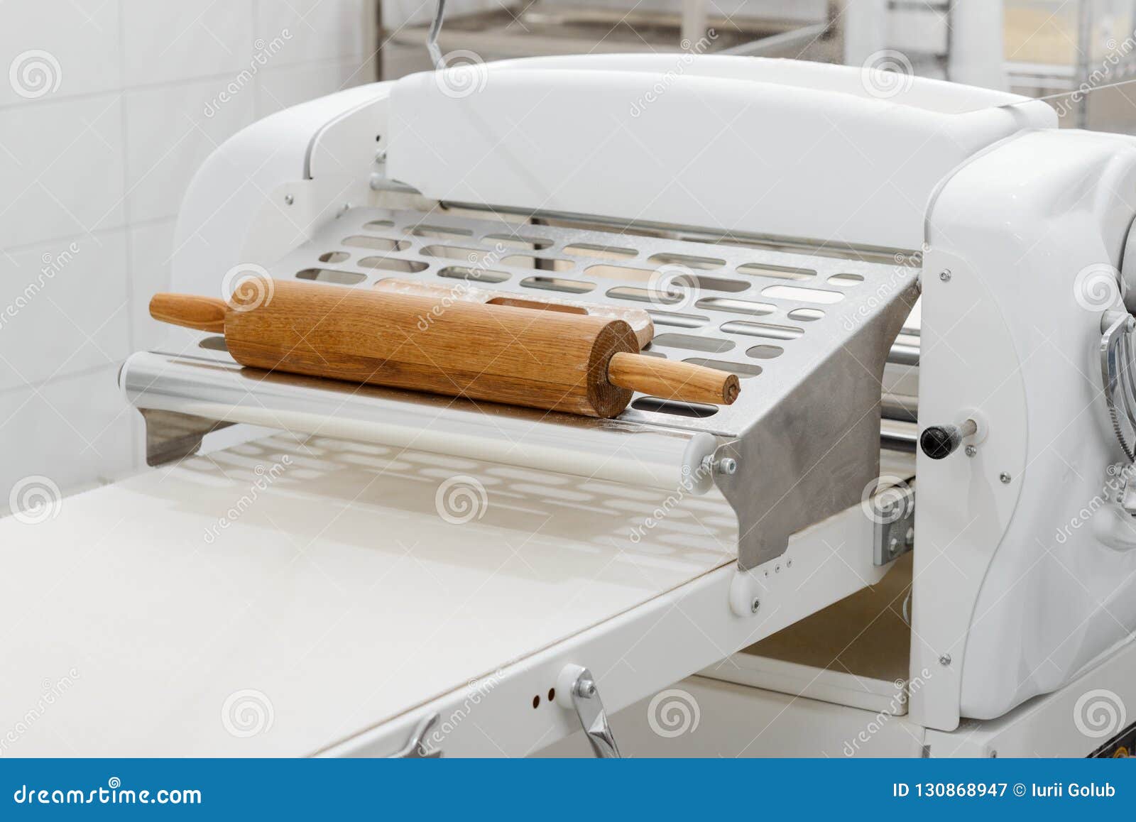 Roller Machine and Rolling Pin Stock Image - Image of pastry ...