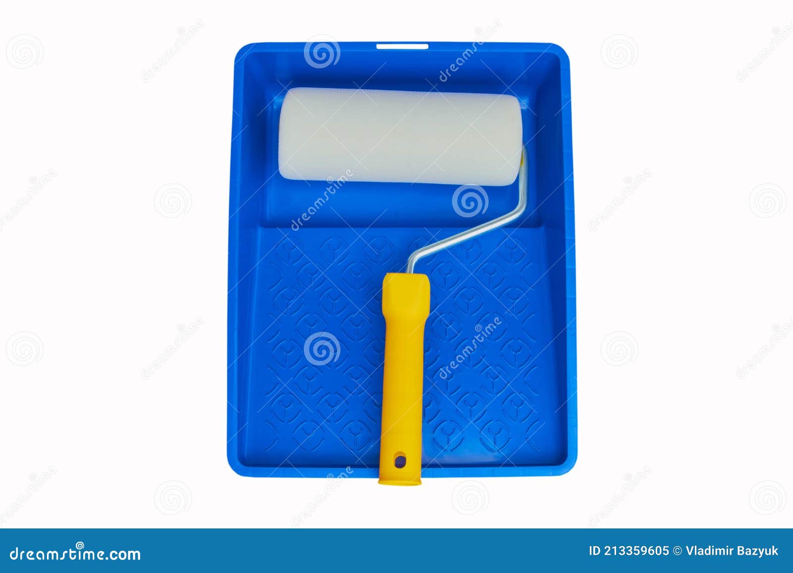 Roller with Paint Container Isolated,new Blue Paint Tray with a Roller ...