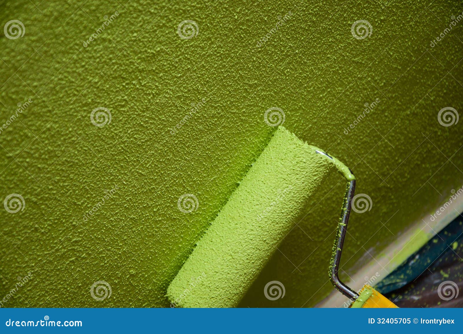 Roller Paint with Green Texture Stock Image - Image of equipment ...