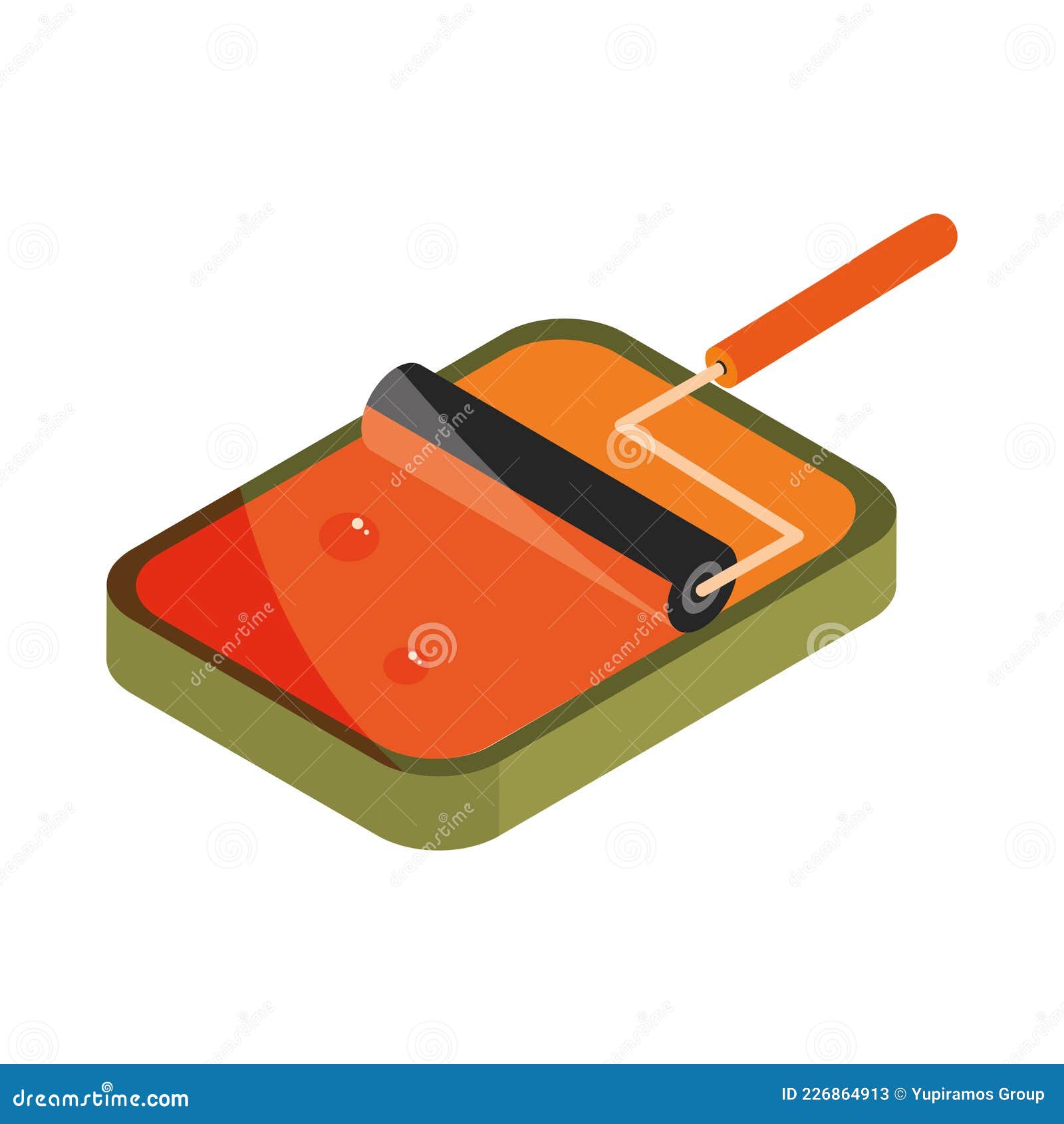Roller and paint tray stock vector. Illustration of work - 226864913