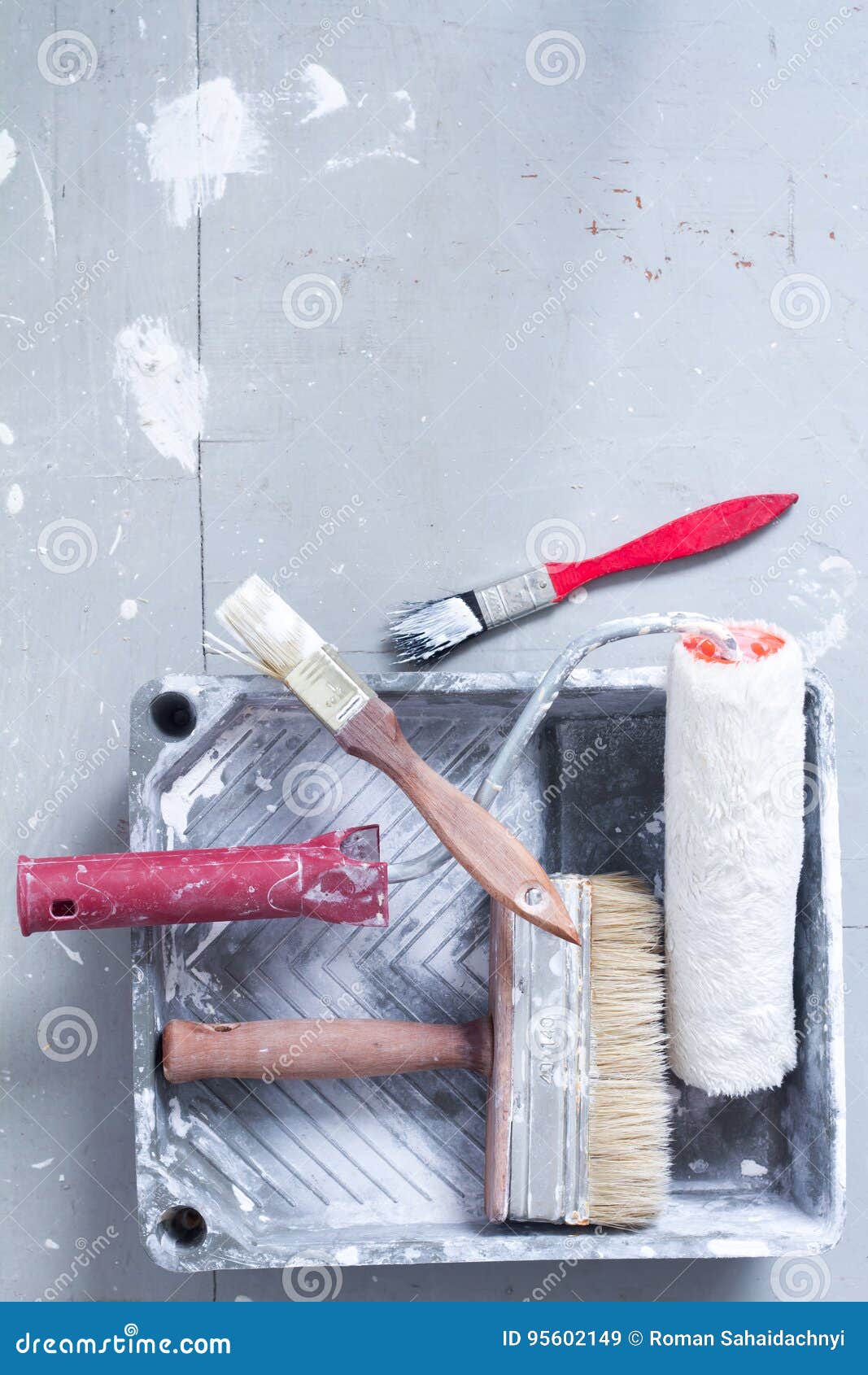 Roller Painting Container and the Painting Roller. Stock Image - Image ...