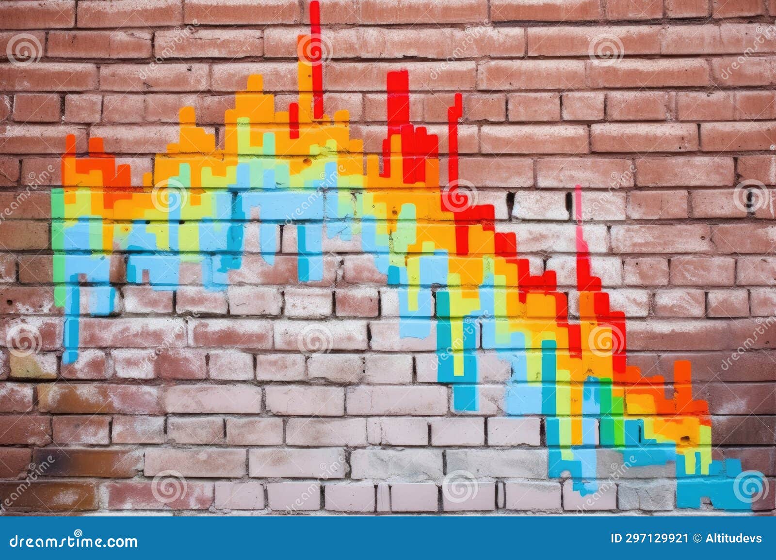 Roller Paints a Growing Graph on a Brick Wall Stock Illustration ...