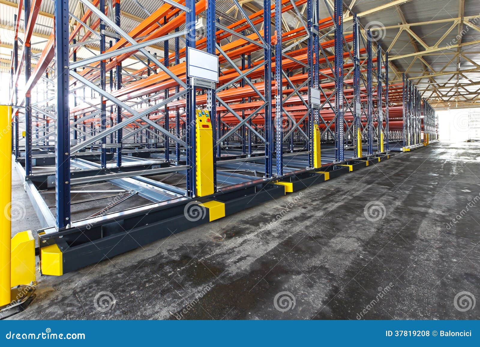 Roller racking systems stock photo. Image of warehouse - 37819208