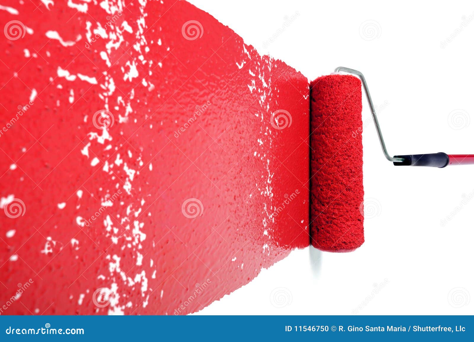 Roller with Red Paint on White Wall Stock Photo - Image of vertical ...
