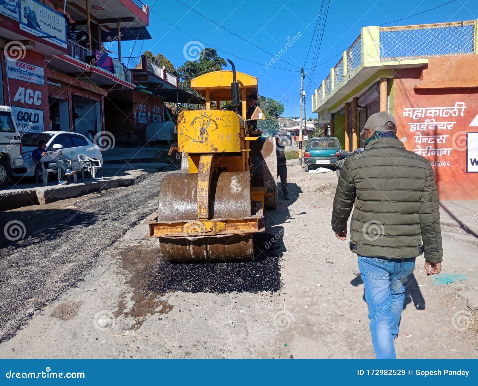 The roller rolled the road editorial stock image. Image of devloped ...