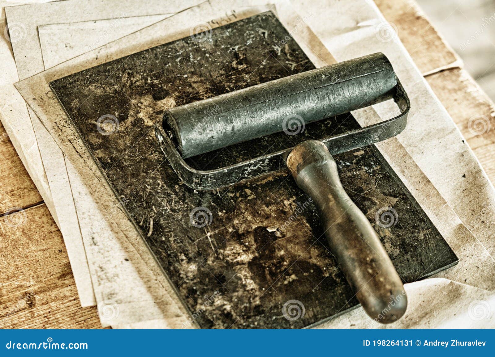 Roller for Rolling Ink Vintage Print Books. Tools of Ancient Printing ...
