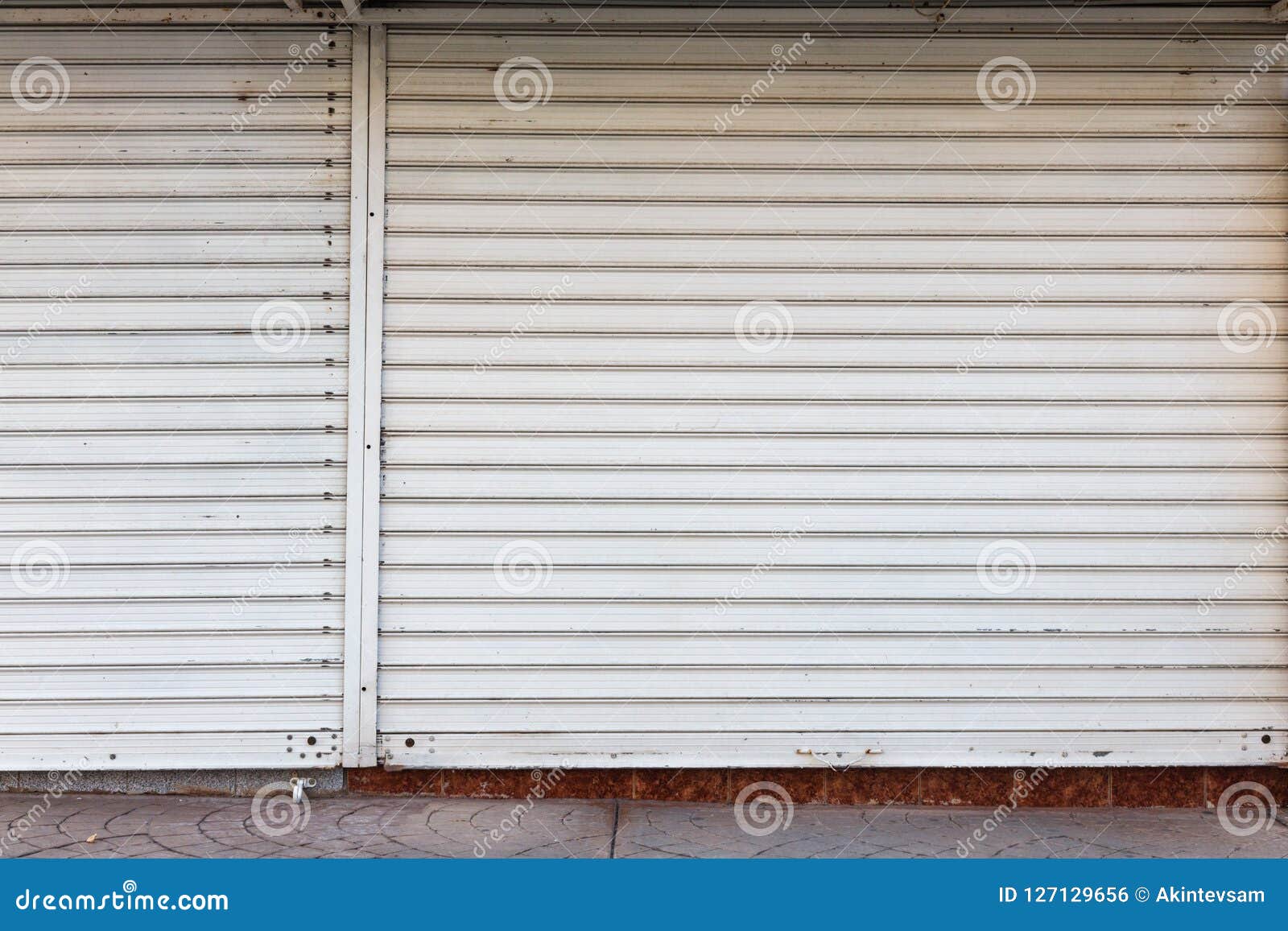 Roller Shutter Door. Closed Store Shutters Stock Photo - Image of ...