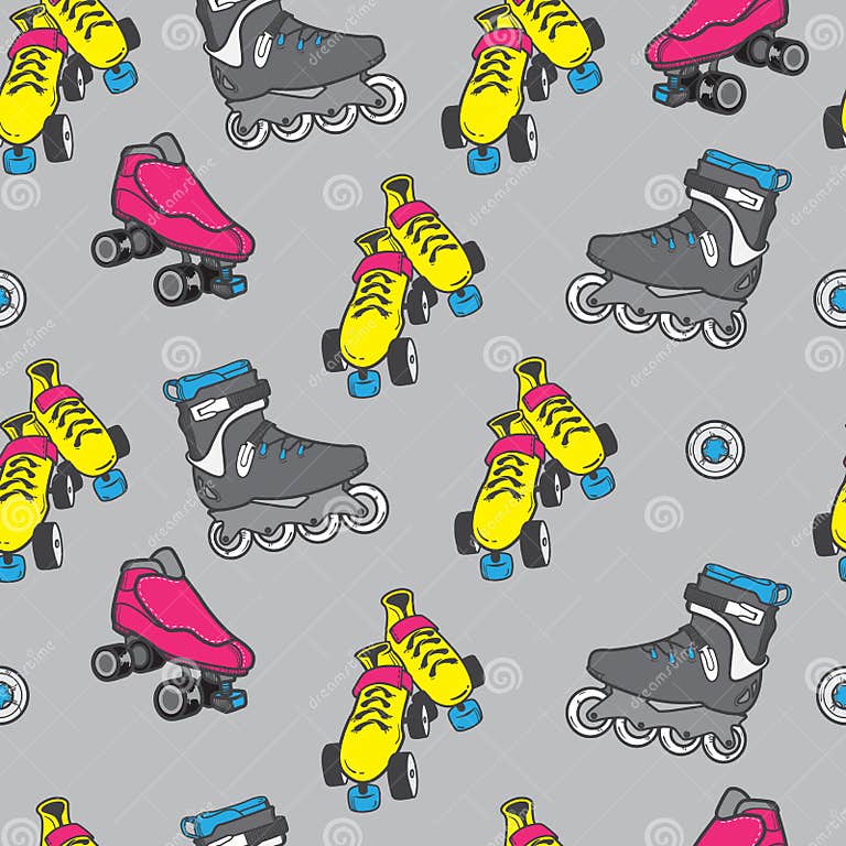 Roller Skate Seamless Pattern Stock Vector - Illustration of laces ...