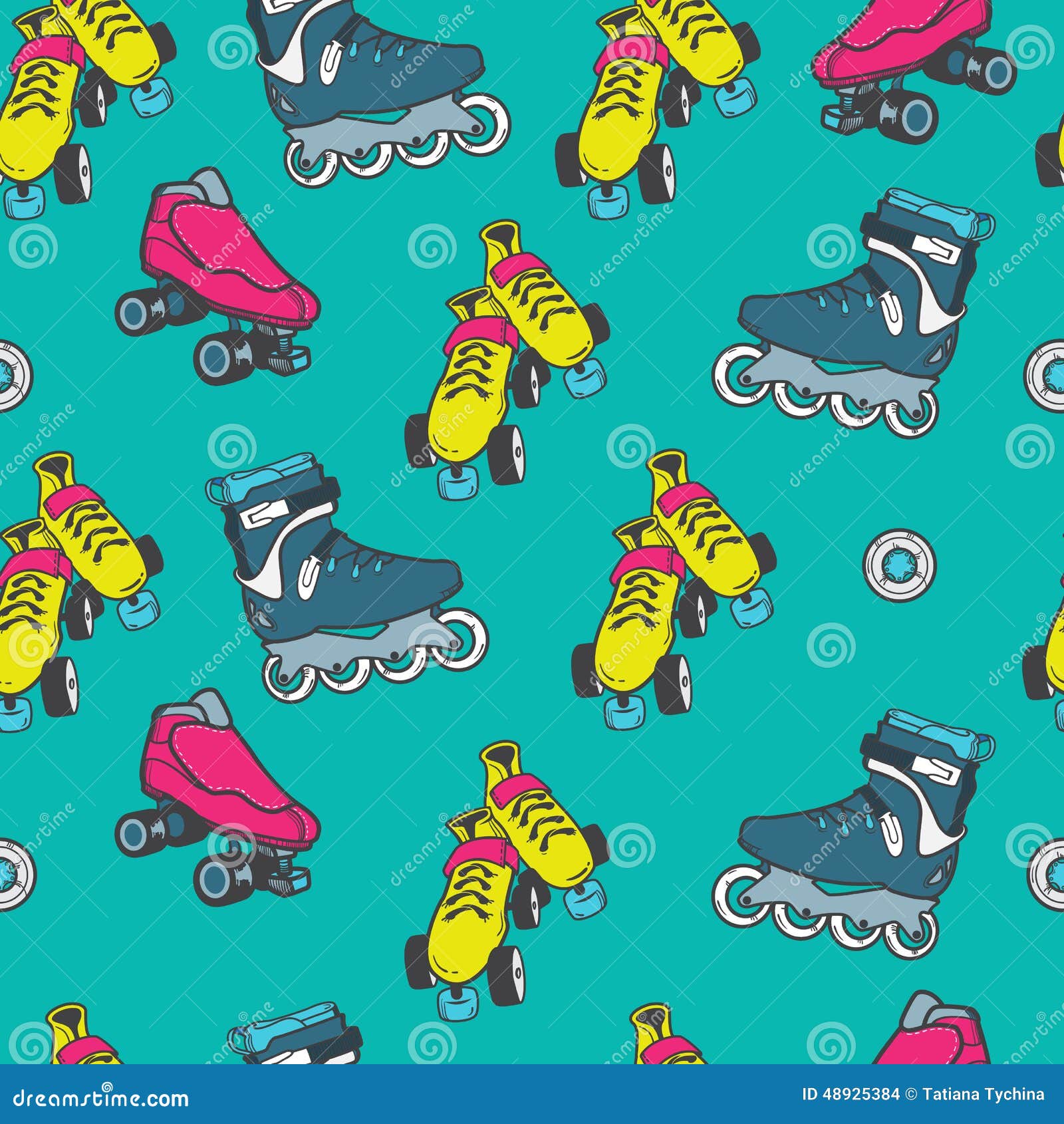 Roller Skate Seamless Pattern Stock Vector - Illustration of laces ...