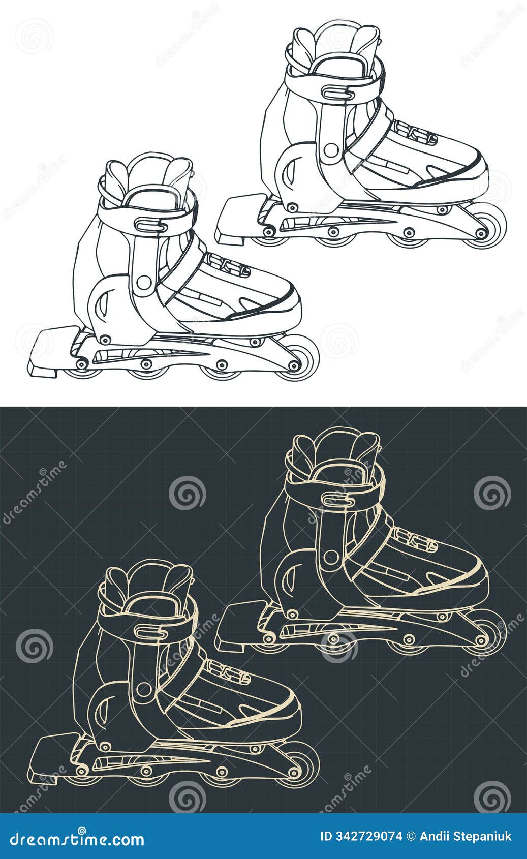 Roller skates blueprints stock illustration. Illustration of blueprints ...