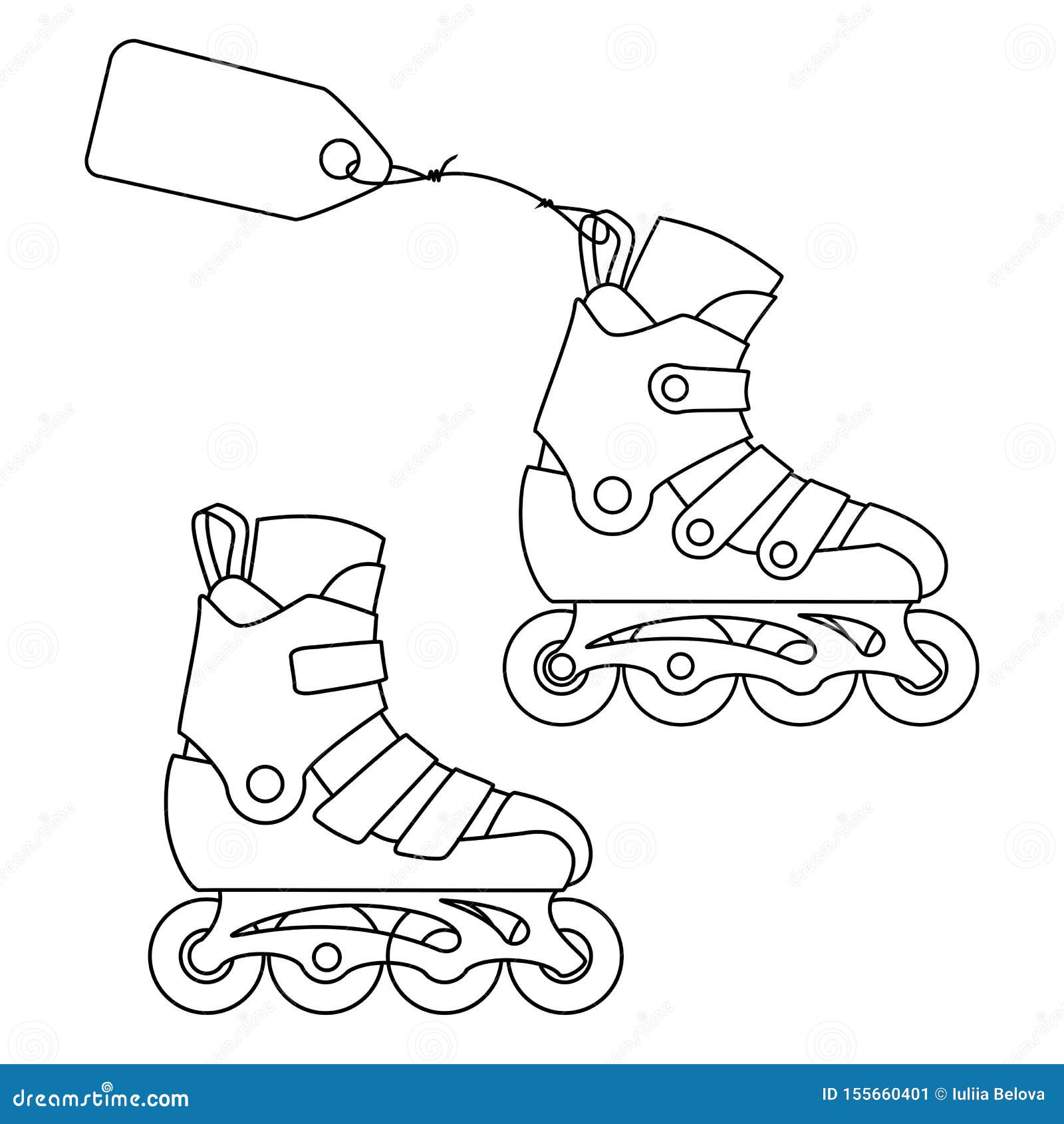 Roller Skates with a Label. Line Drawing Stock Illustration ...