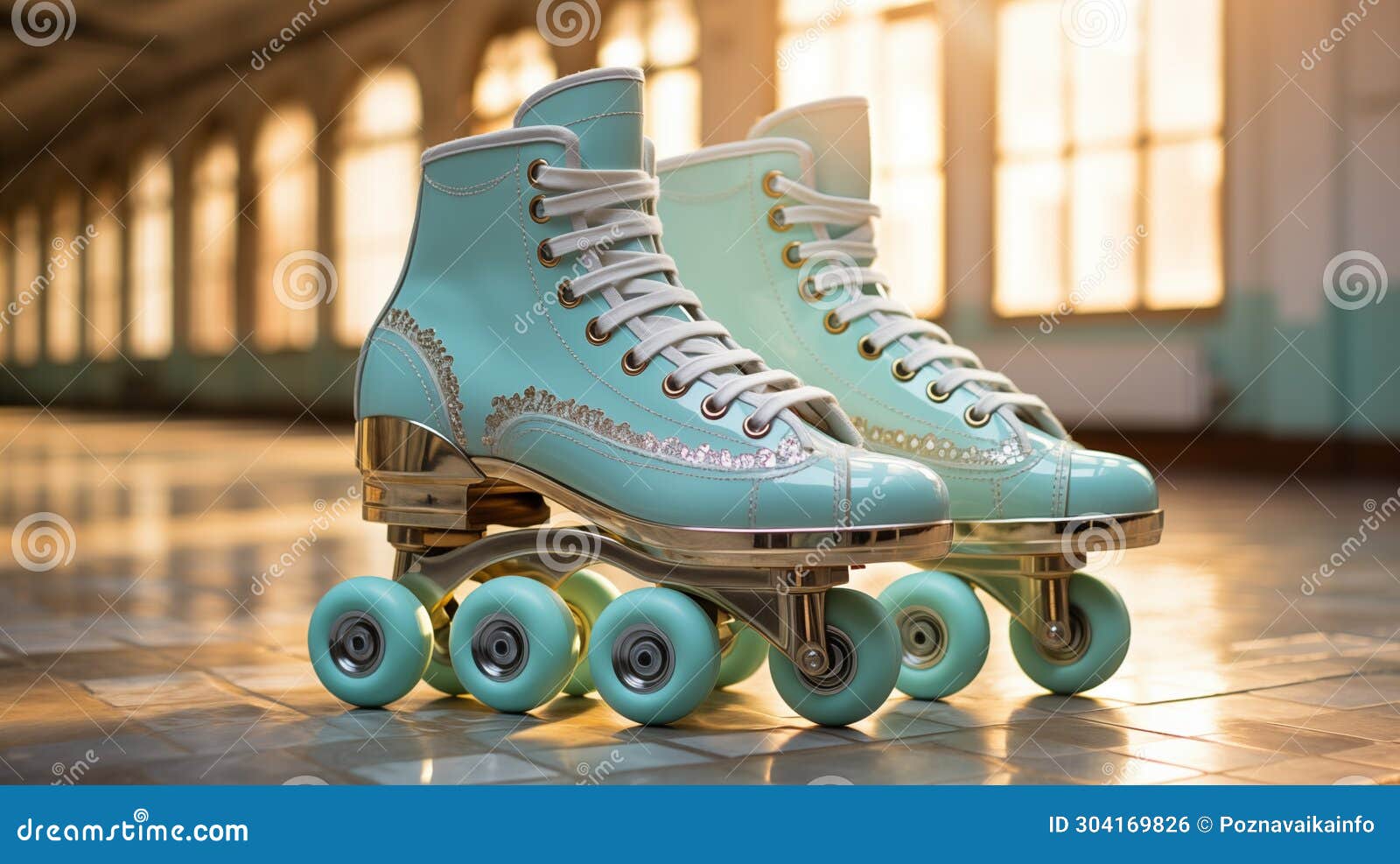 Roller Skates in the Roller Rink. Banner with Place for Text Stock ...