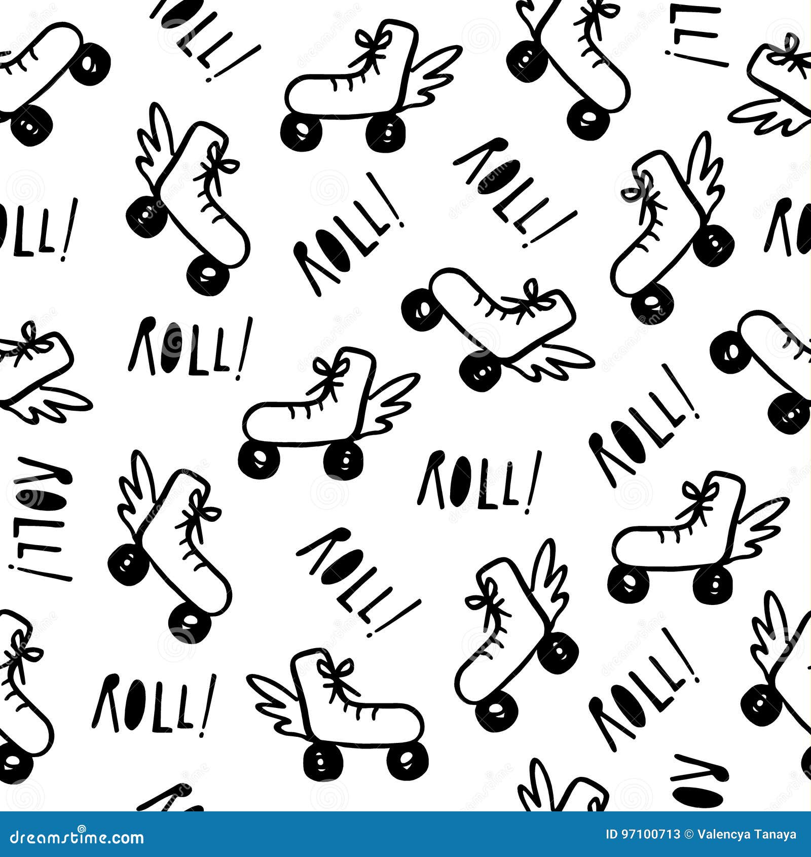 Roller Skates Seamless Pattern Stock Vector - Illustration of vector ...