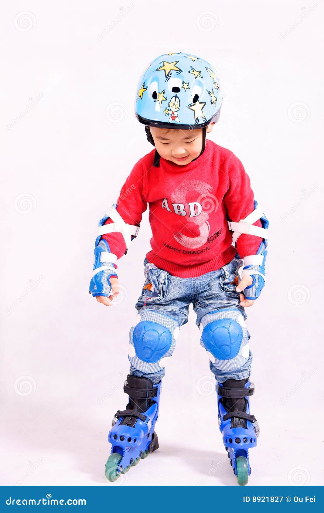Roller Skating Boy Moving Forward Stock Image - Image of wristpad ...