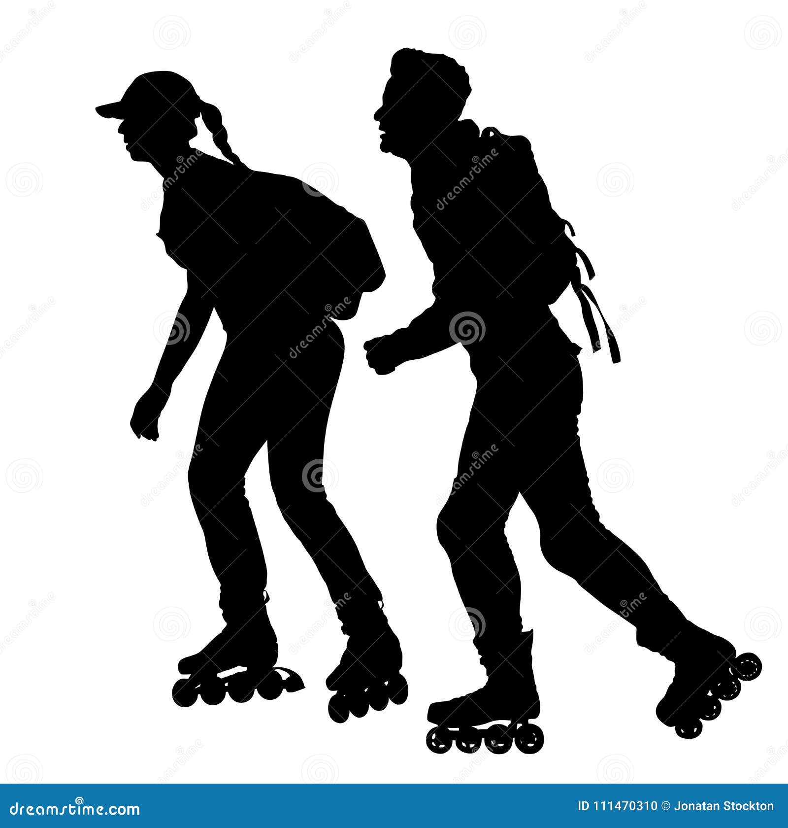 Roller Skating Couple in Park, Rollerblading Vector Silhouette Isolated ... Roller Skating Couple in Park, Rollerblading Vector Silhouette Isolated ...