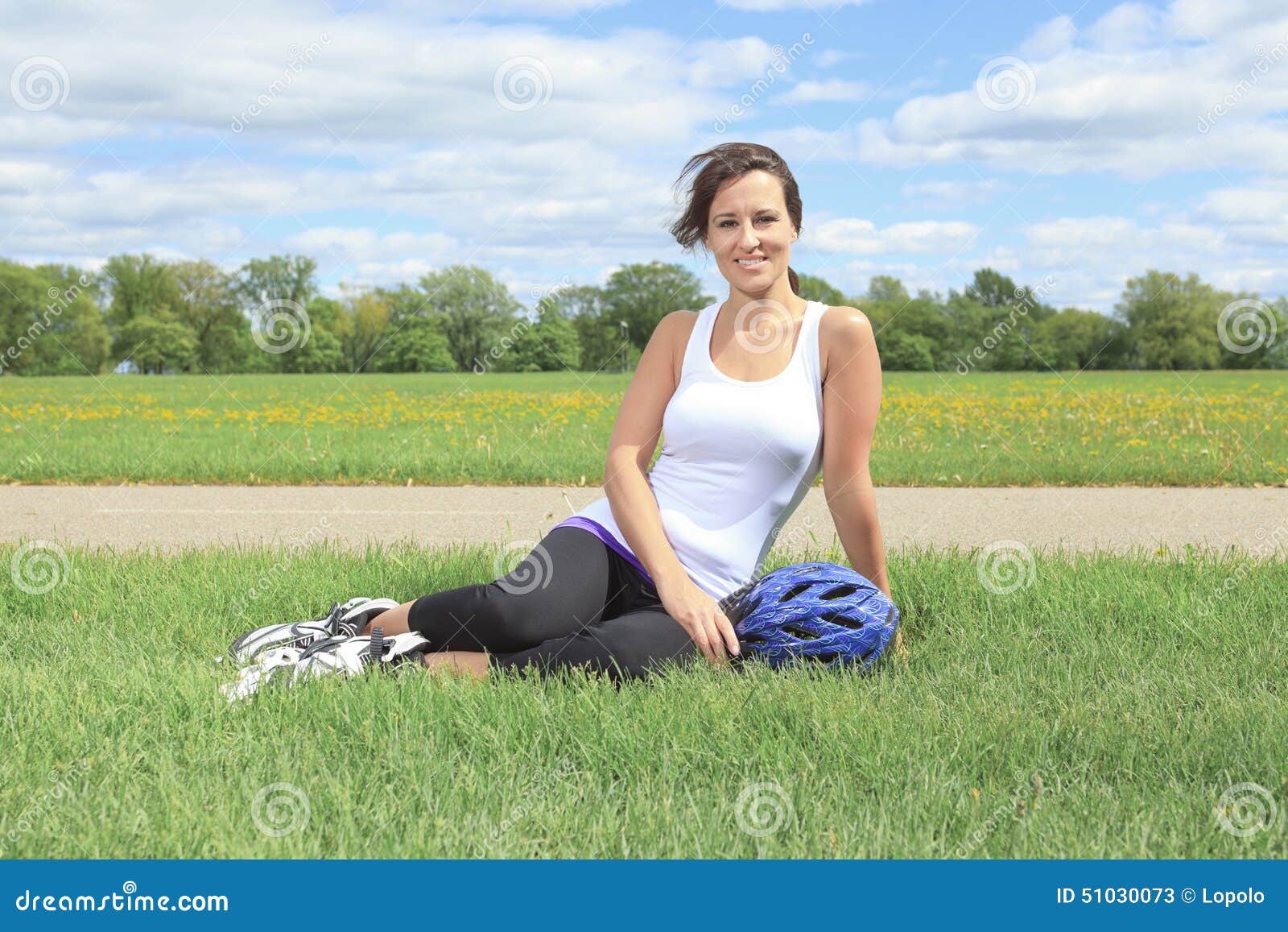 A Roller Skating Girl in Park Rollerblading on Stock Image - Image of ...