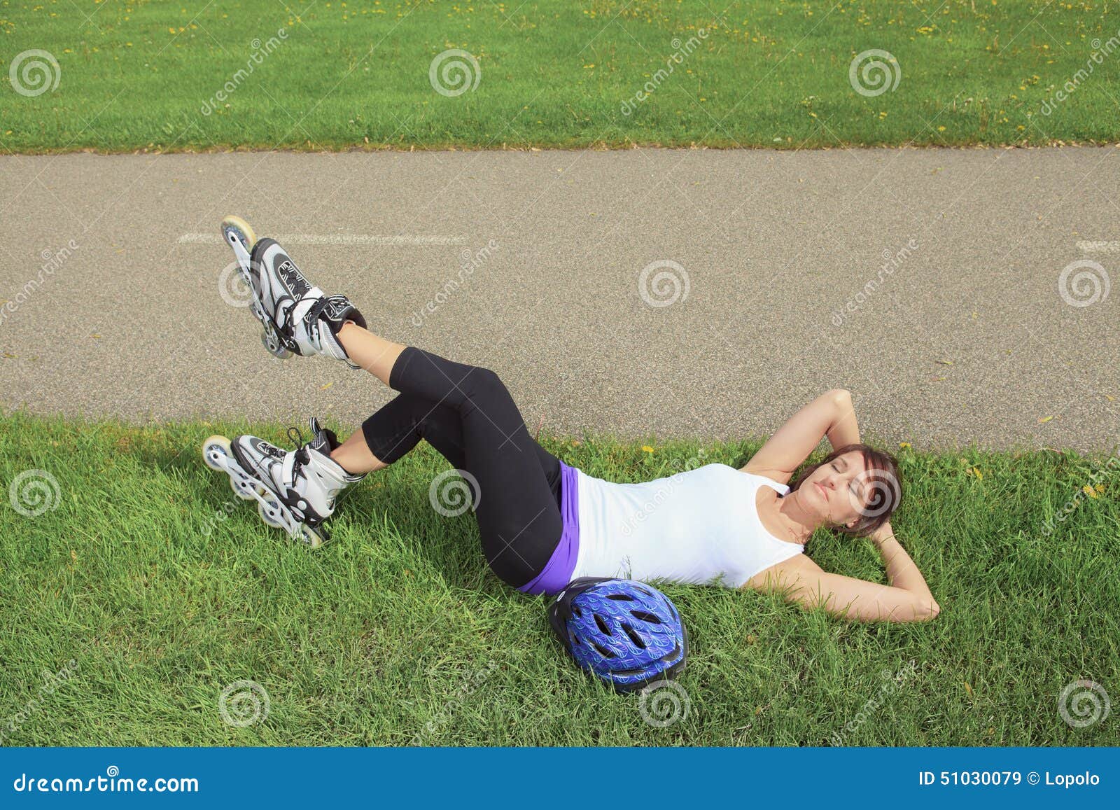 A Roller Skating Girl in Park Rollerblading on Stock Image - Image of ...