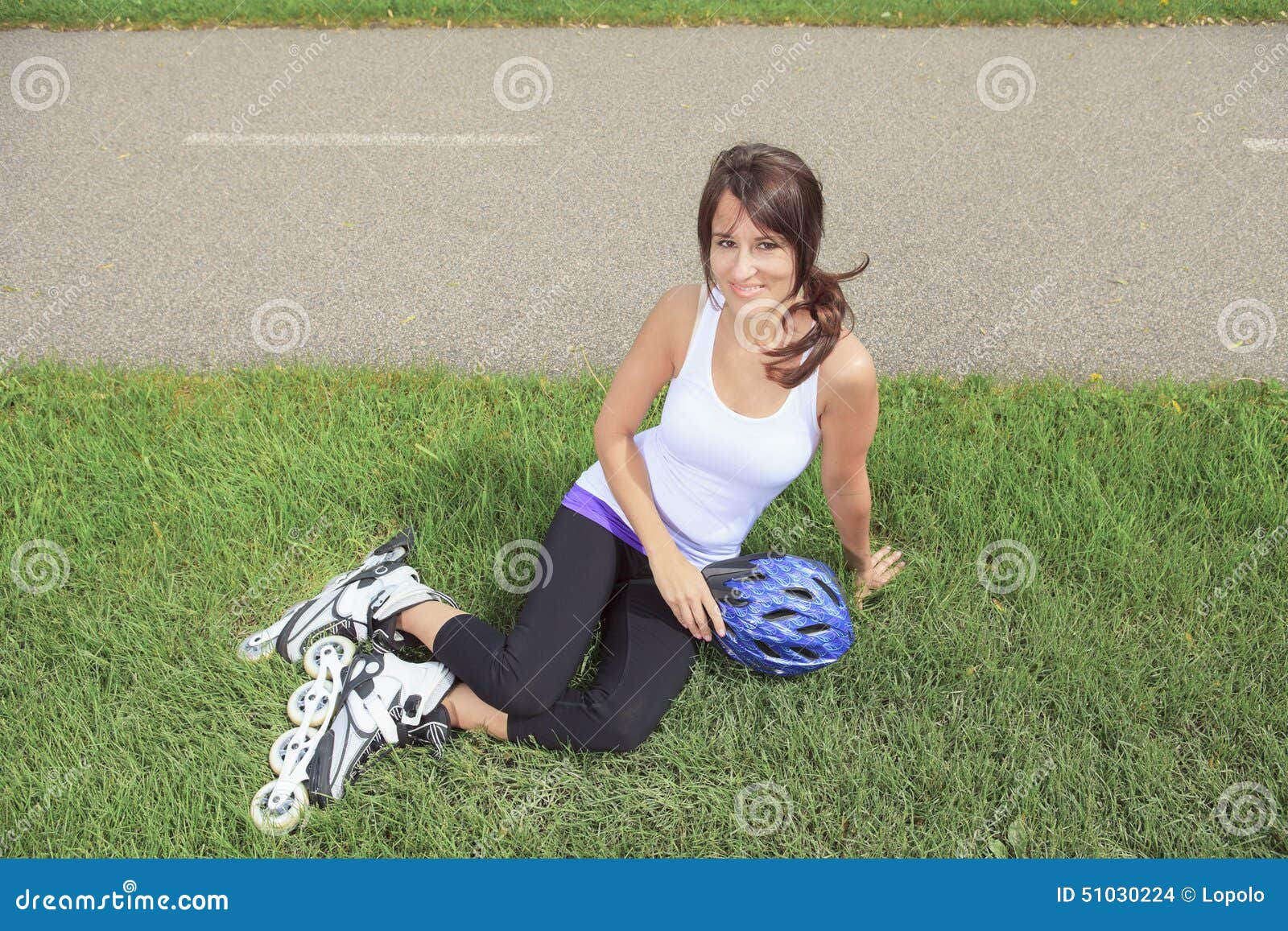 A Roller Skating Girl in Park Rollerblading on Stock Photo - Image of ...