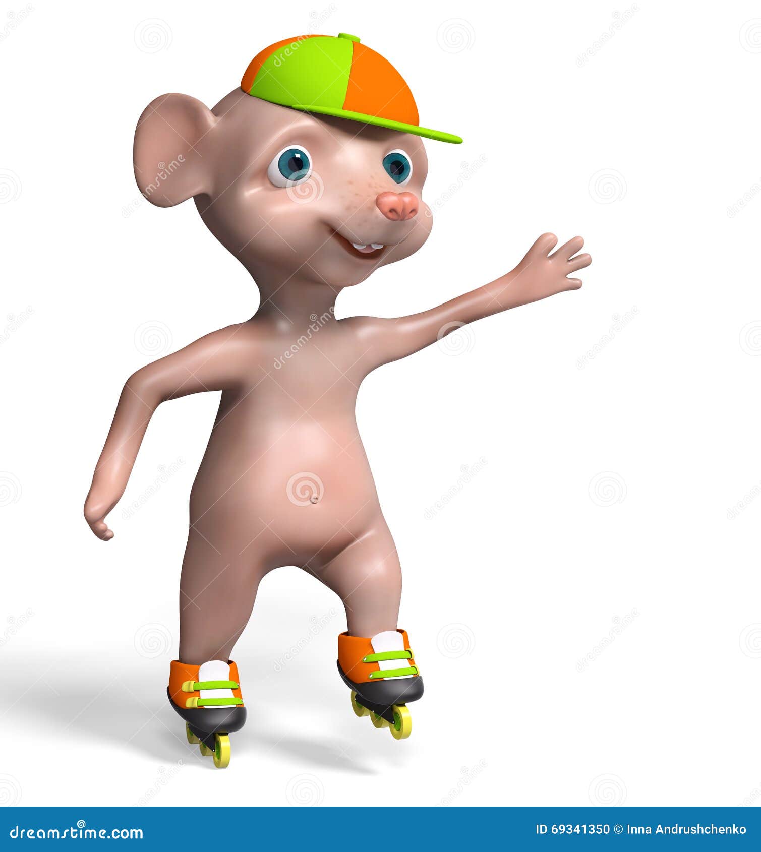 Roller Skating Mouse Boy Isolated 3d Render Stock Illustration ...