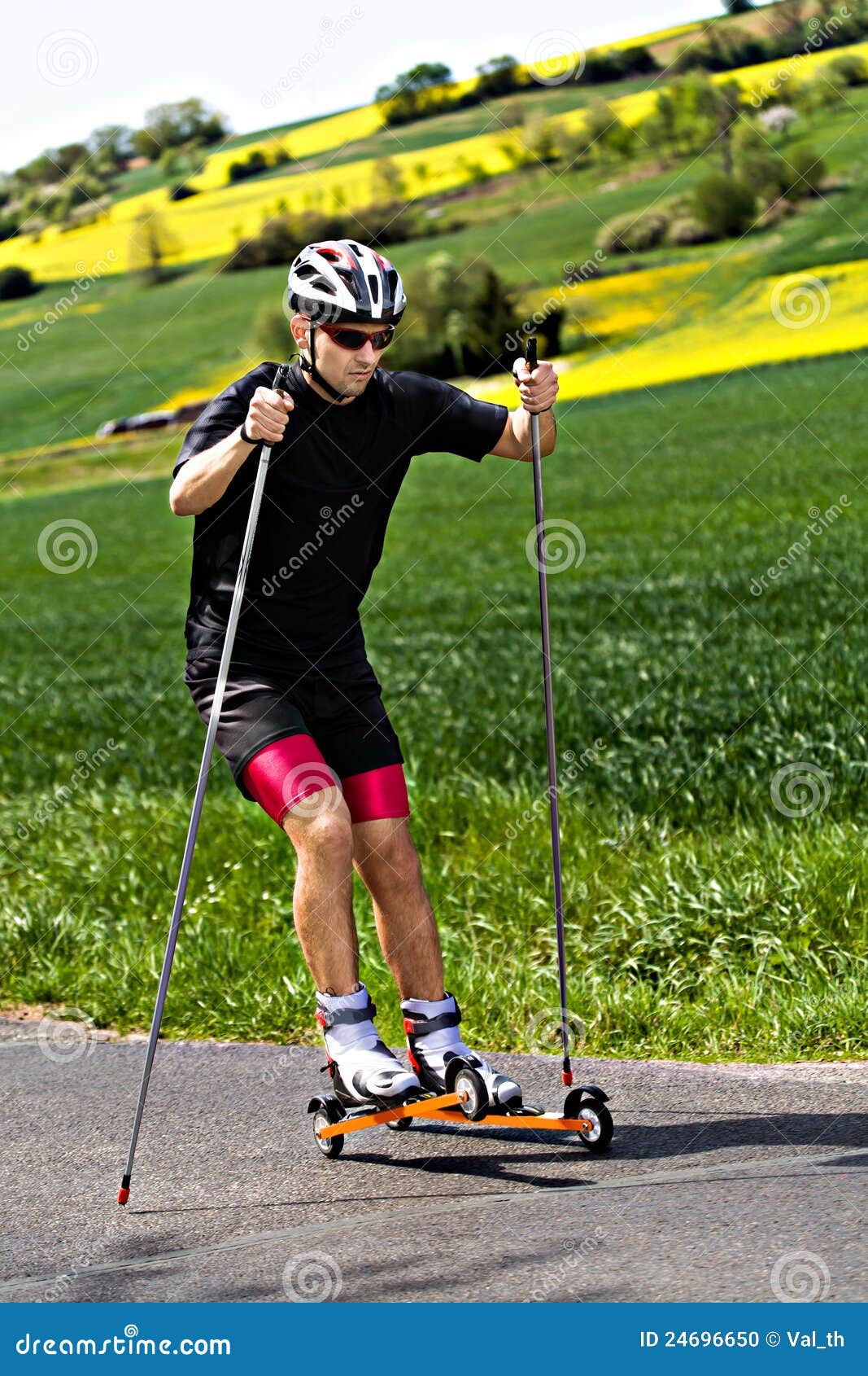 Roller skiing stock photo. Image of speed, rollerski - 24696650