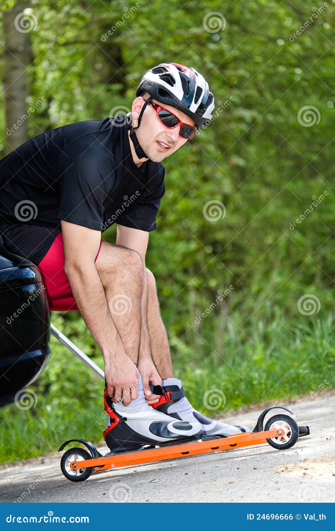 Roller skiing stock photo. Image of sportsman, cross - 24696666