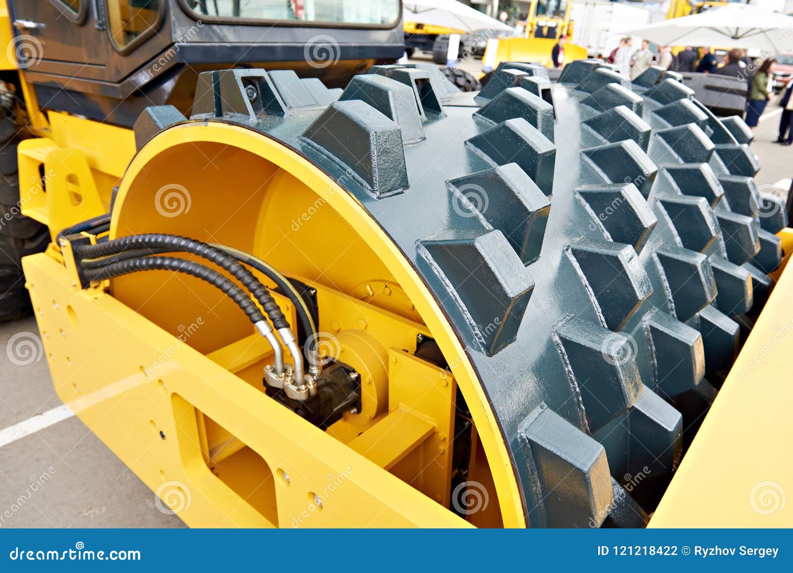Roller soil compactor stock photo. Image of bulldozer - 121218422