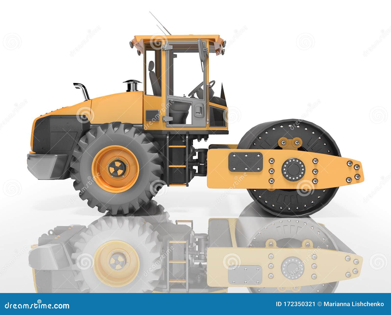 Roller With Vibration For Laying Asphalt 3D Rendering On Blue ...