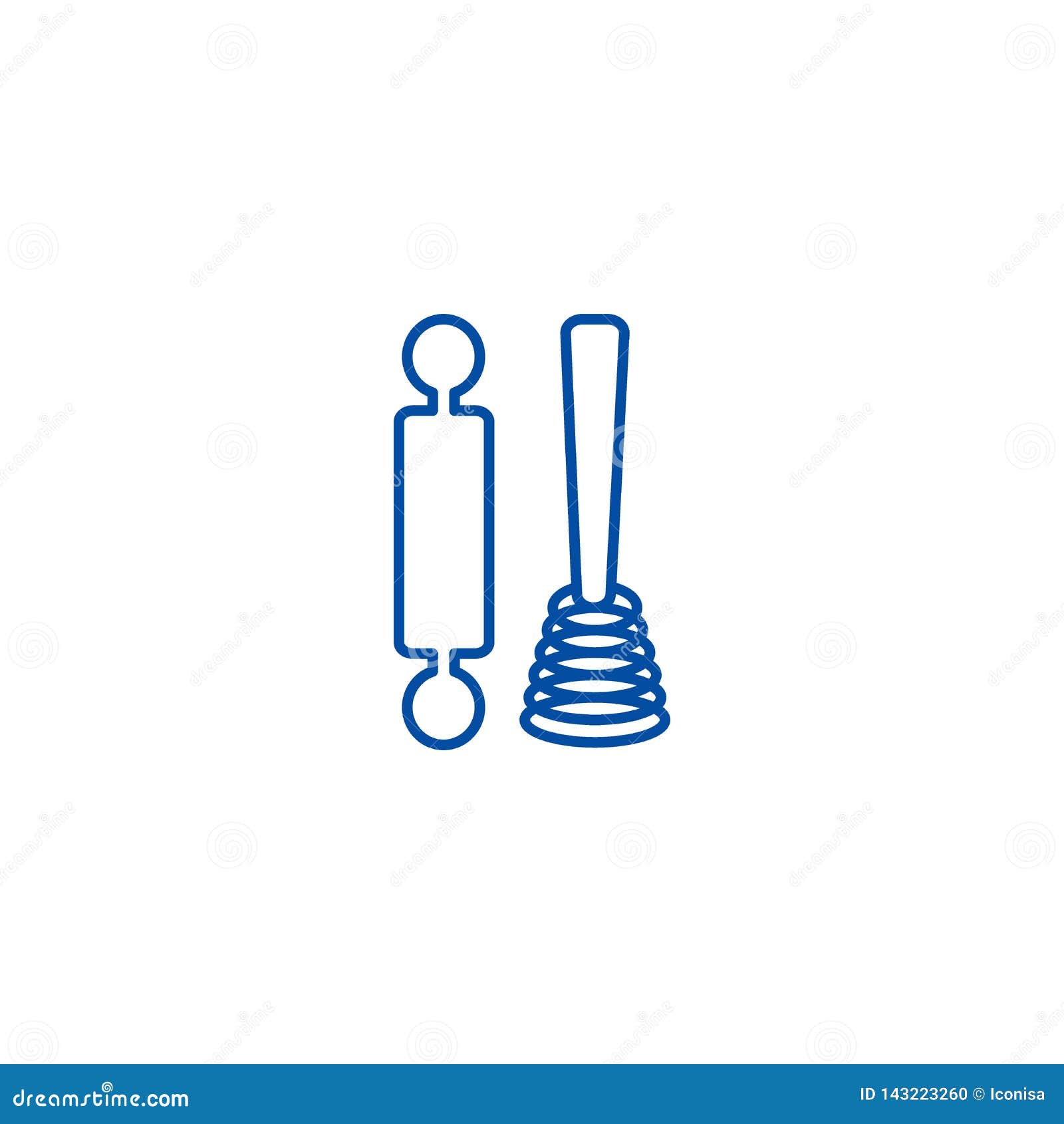 Roller and Whisk Line Icon Concept. Roller and Whisk Flat Vector Symbol ...