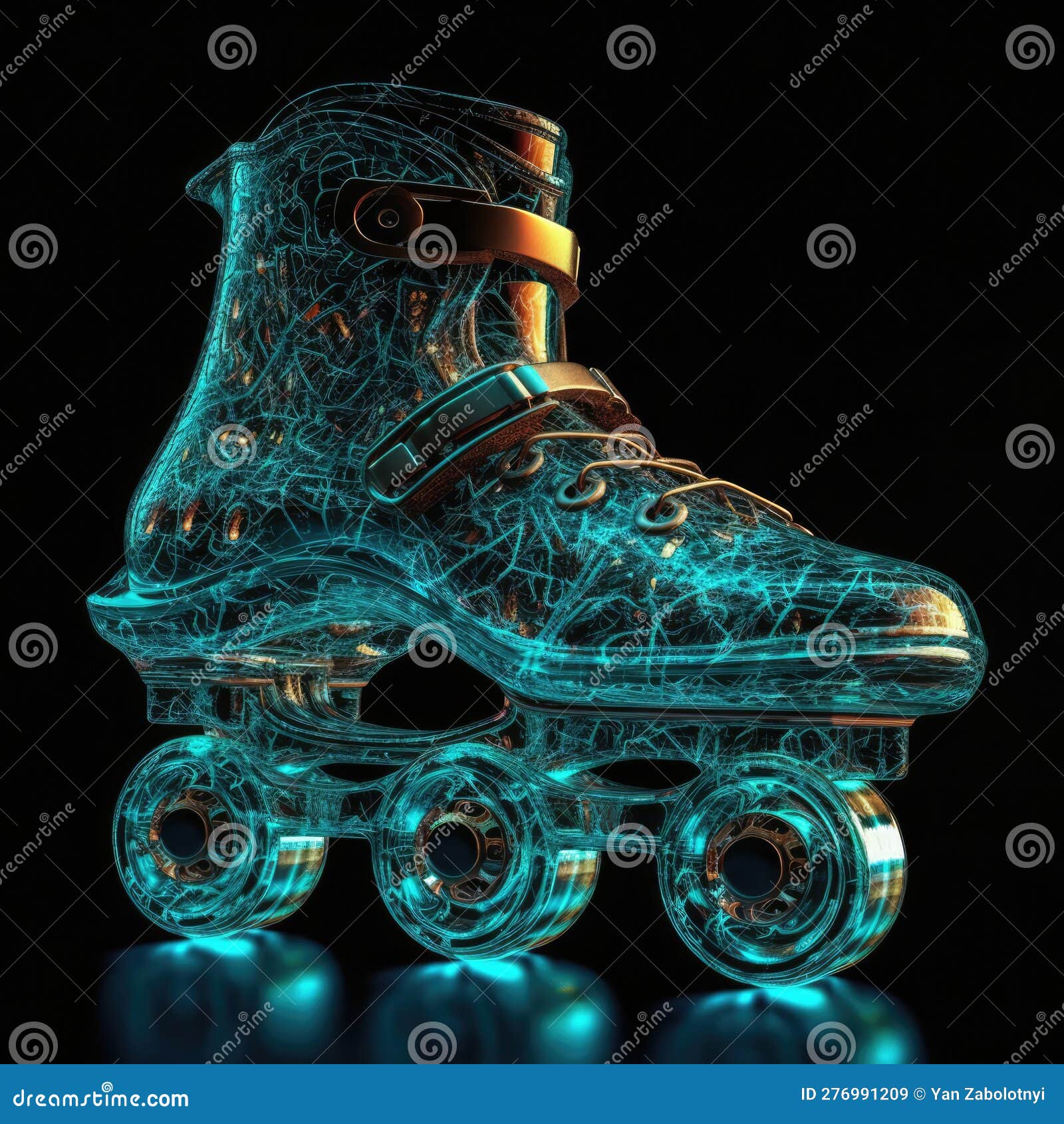 Rollerblades Shape in Fire on Black Background. Generative AI Stock ...