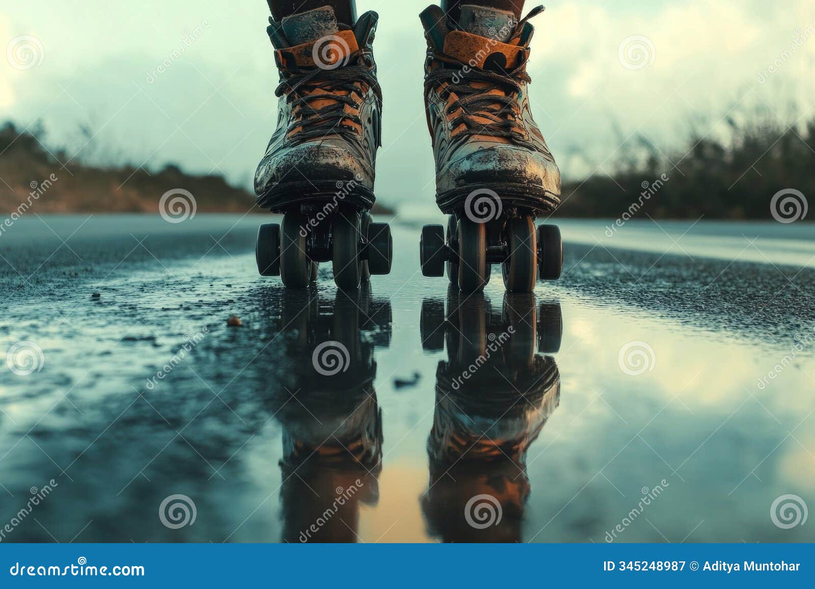 Generative Ai, Rollerblading On An Asphalt Highway. Close-up Bottom ...