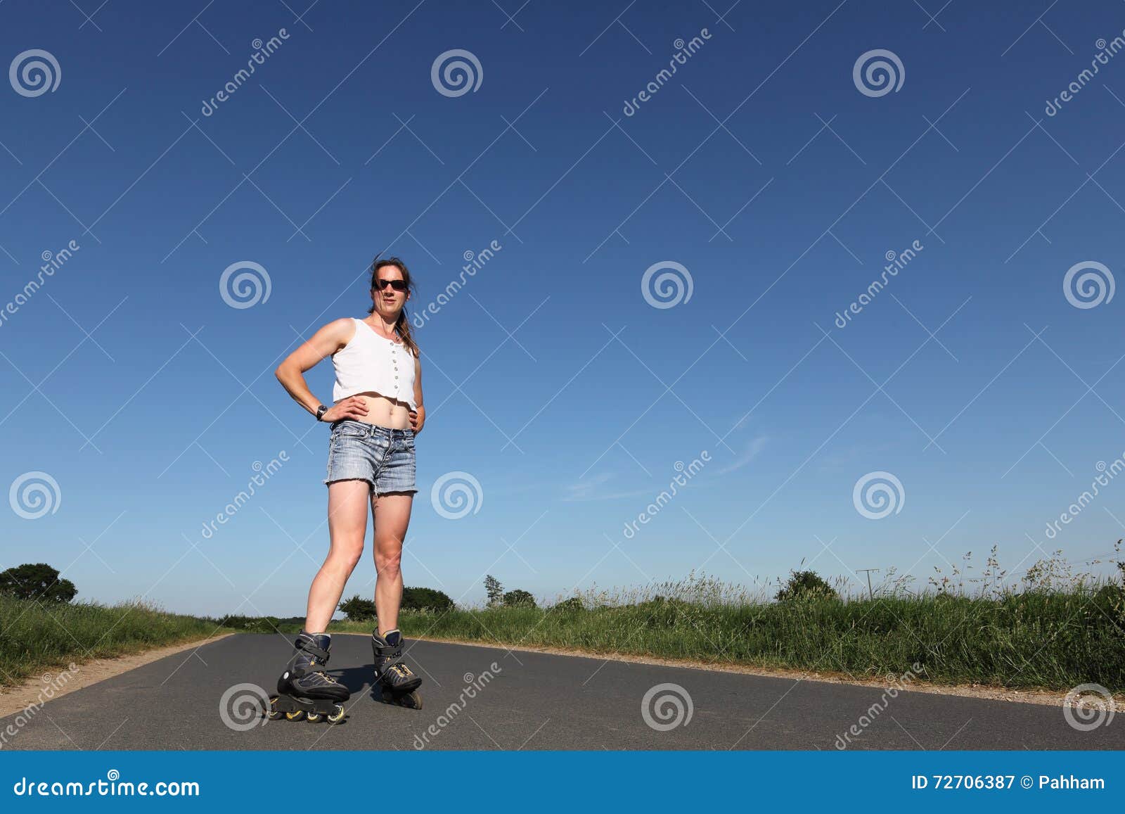Rollerblading woman stock image. Image of skate, nature - 72706387