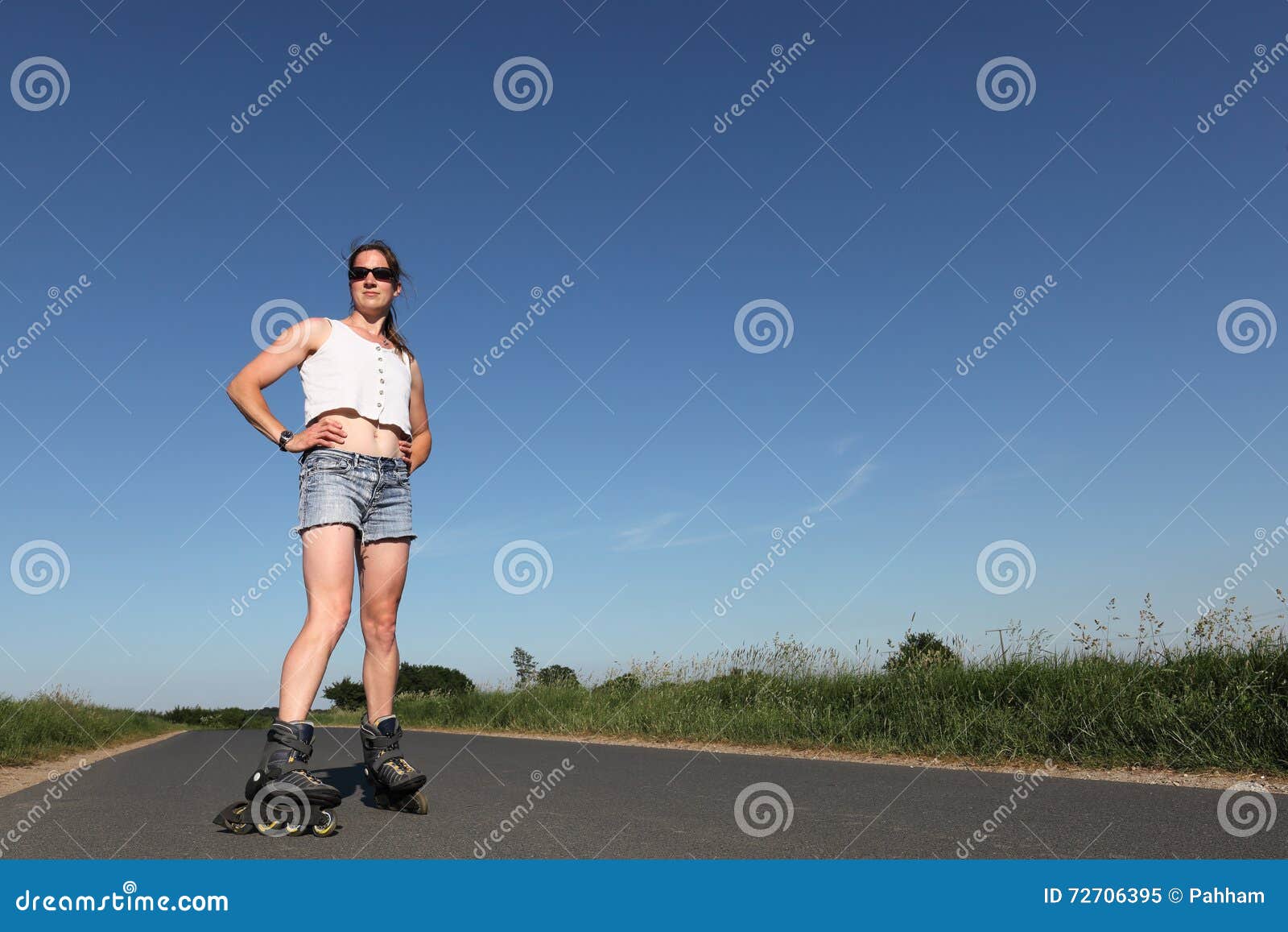 Rollerblading woman stock image. Image of inline, active - 72706395