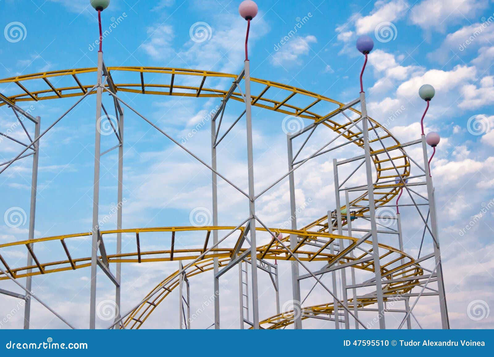 Rollercoaster Rails in the Evening Against Blue Sky. Stock Photo ...