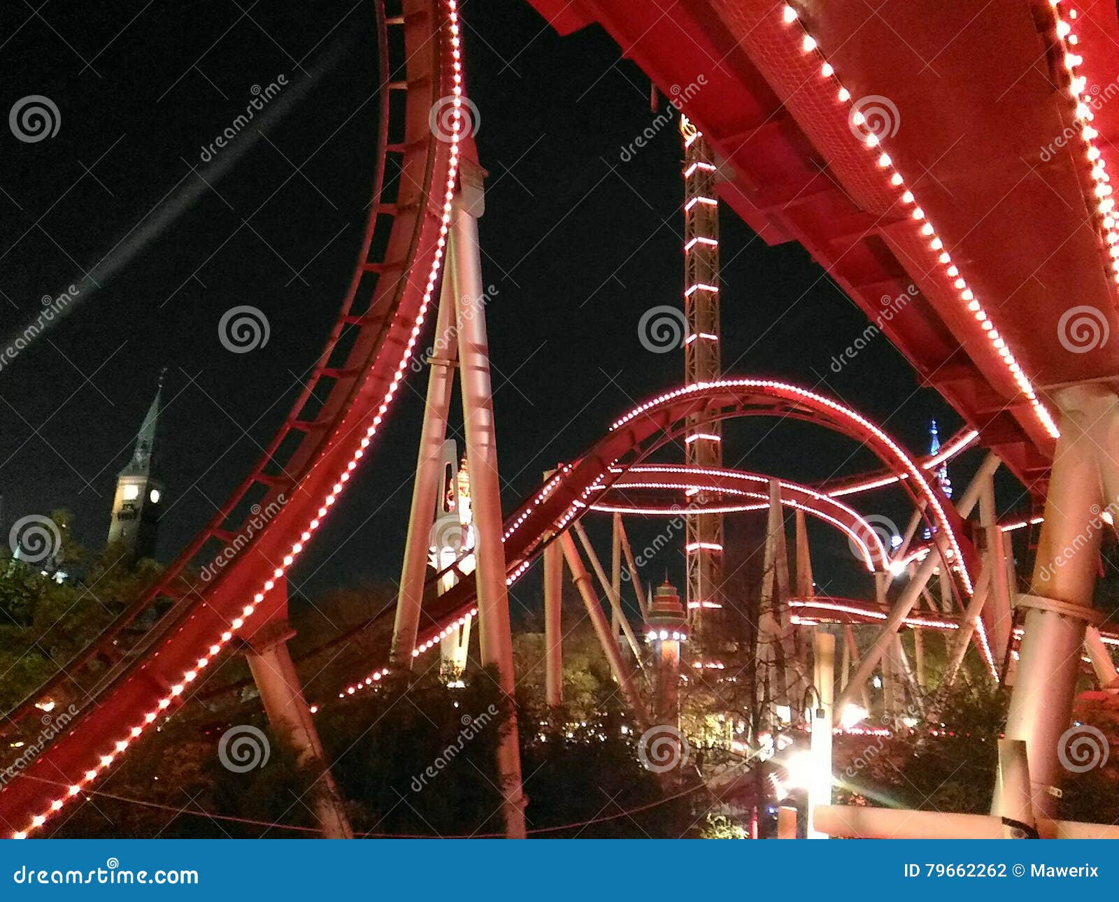 Rollercoaster stock photo. Image of dark, coaster, tivoli - 79662262