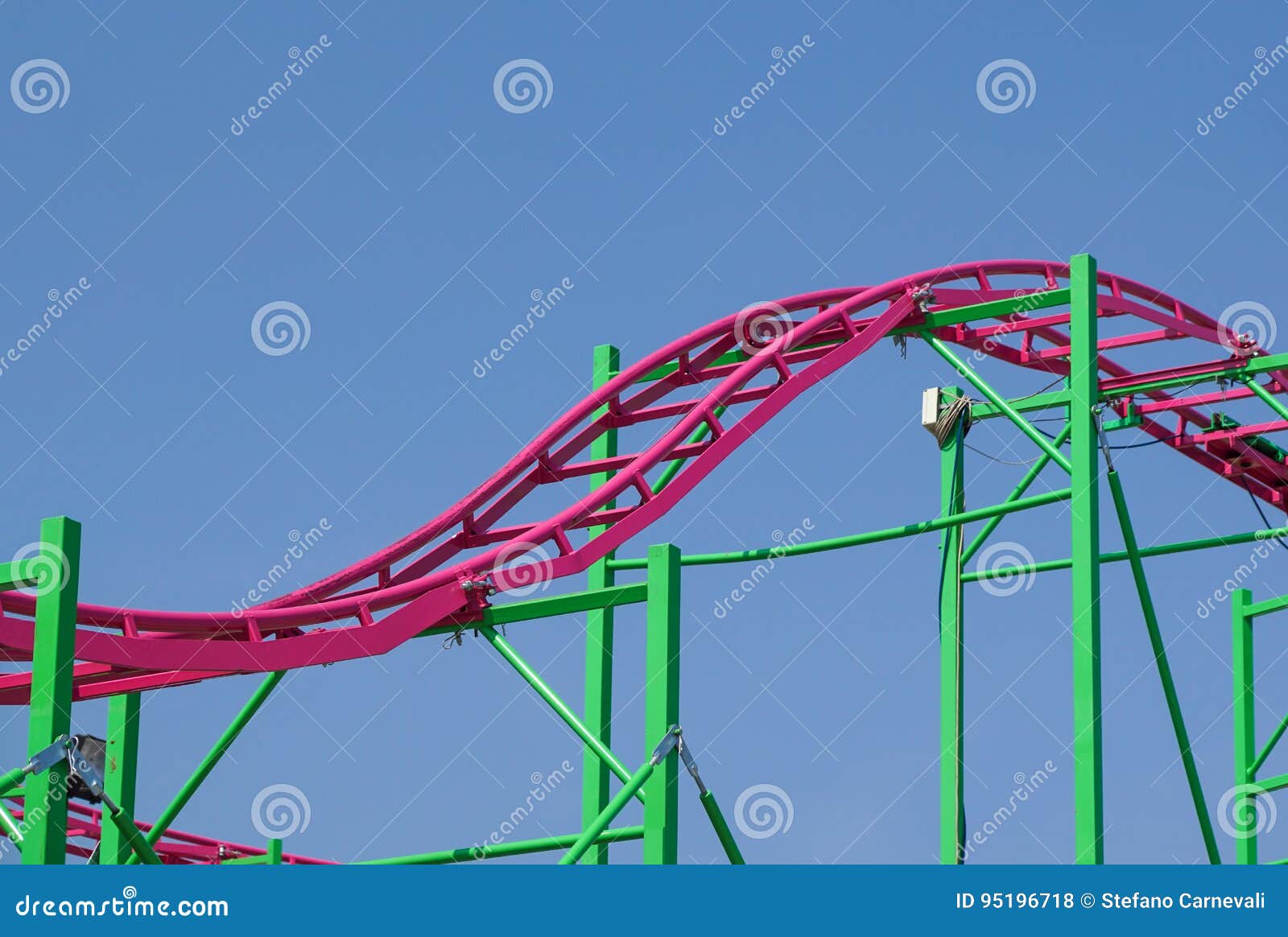 Rollercoaster Track Rail Against a Brilliant Blue Sky Stock Photo ...