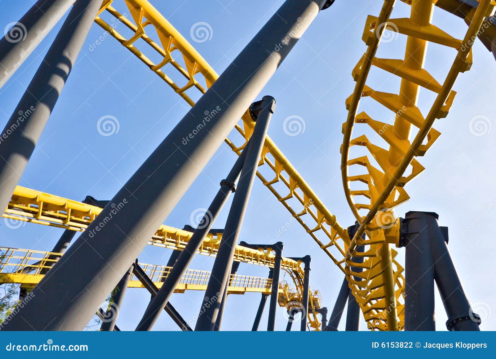 Rollercoaster Tracks at an Amusement Park Stock Photo - Image of ...