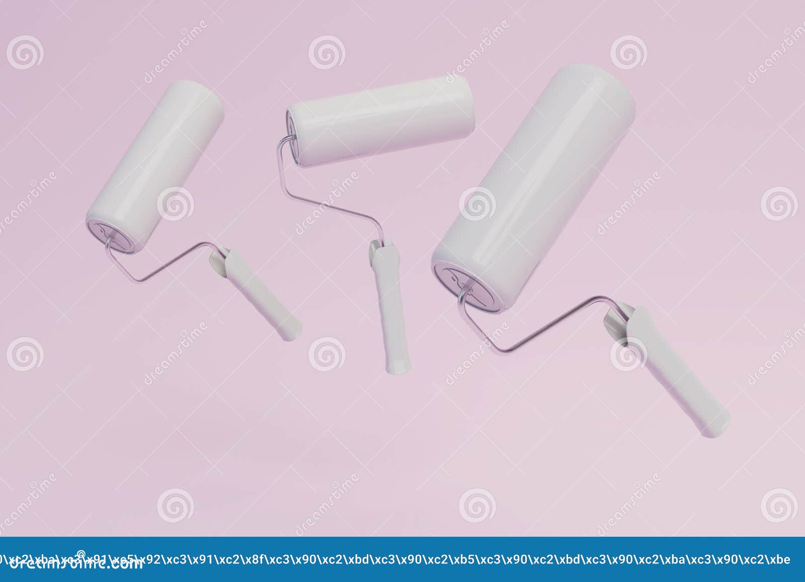 Rollers for Painting Walls with White Paint on a Pastel Background. 3D ...