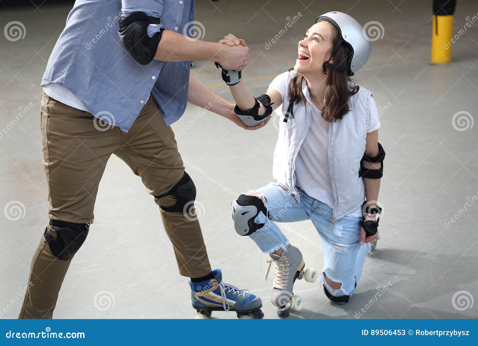Rollerskating. Great Fun on Roller Skates. Stock Image - Image of young ...