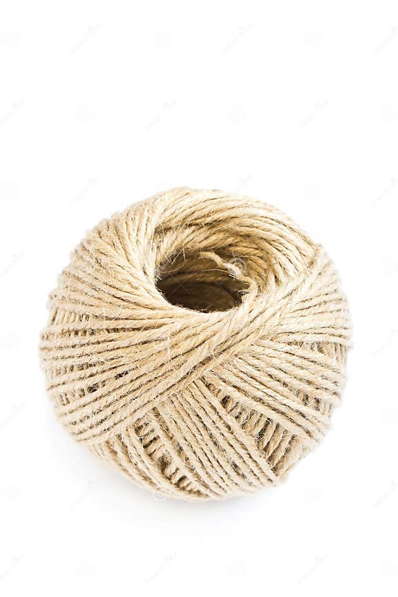 Rolling Ball of Hemp Rope Isolated on White Stock Photo - Image of knot ...