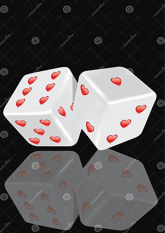 Rolling dice with hearts stock vector. Illustration of game - 30929643