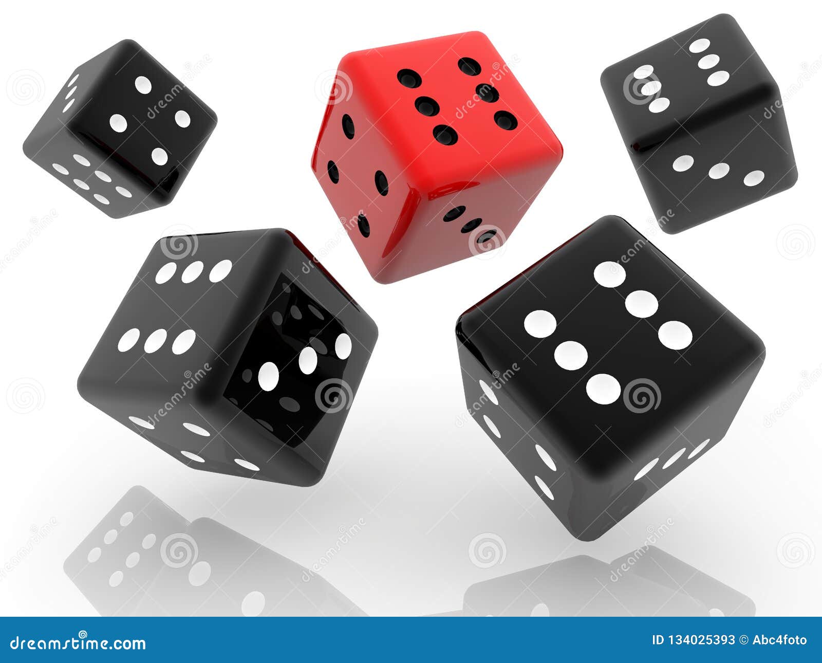 Rolling Different Black and Red Color Dice on White Stock Illustration ...