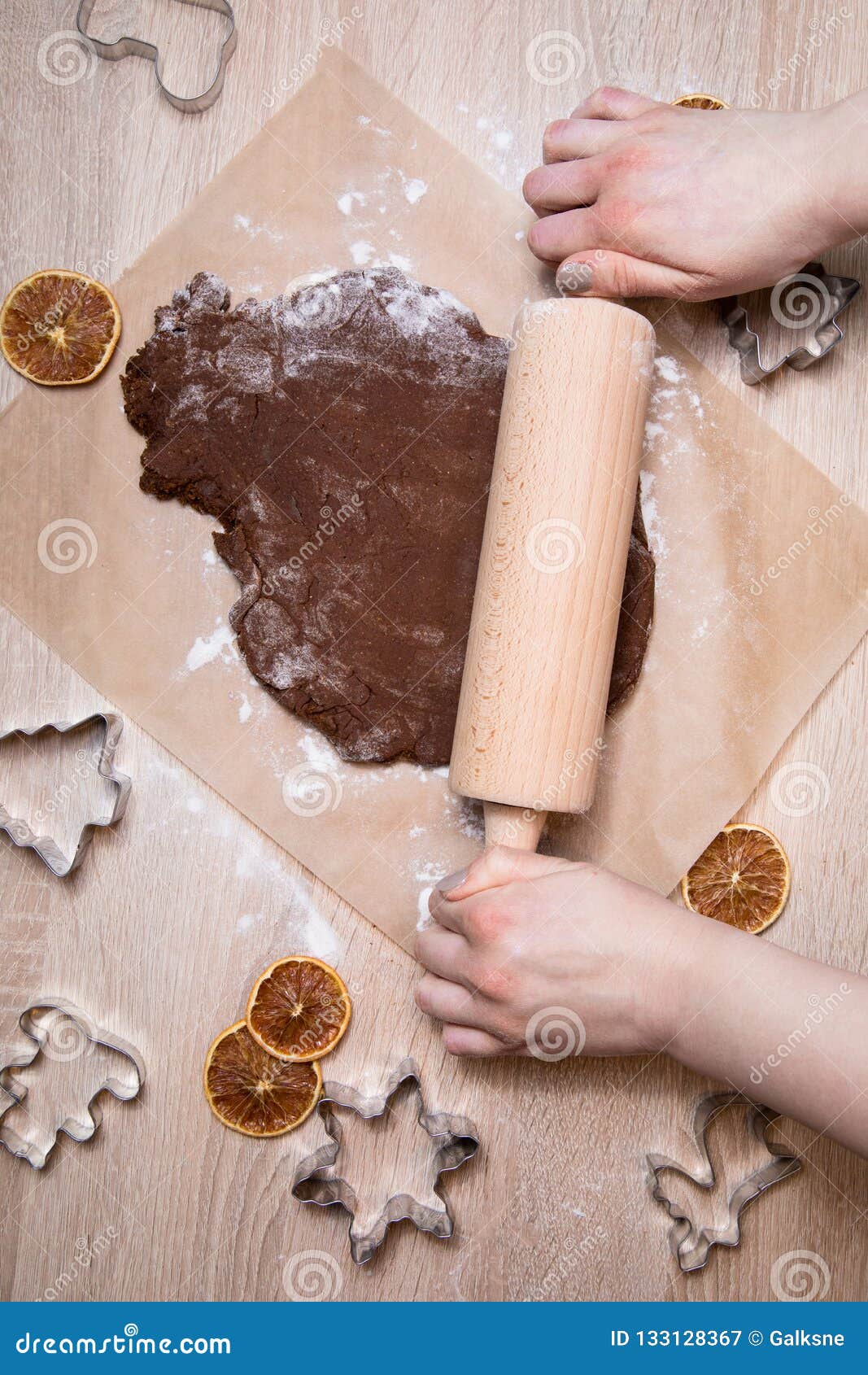 Rolling Dough, Baking Gingerbread Men, Making Christmas Gingerbread ...