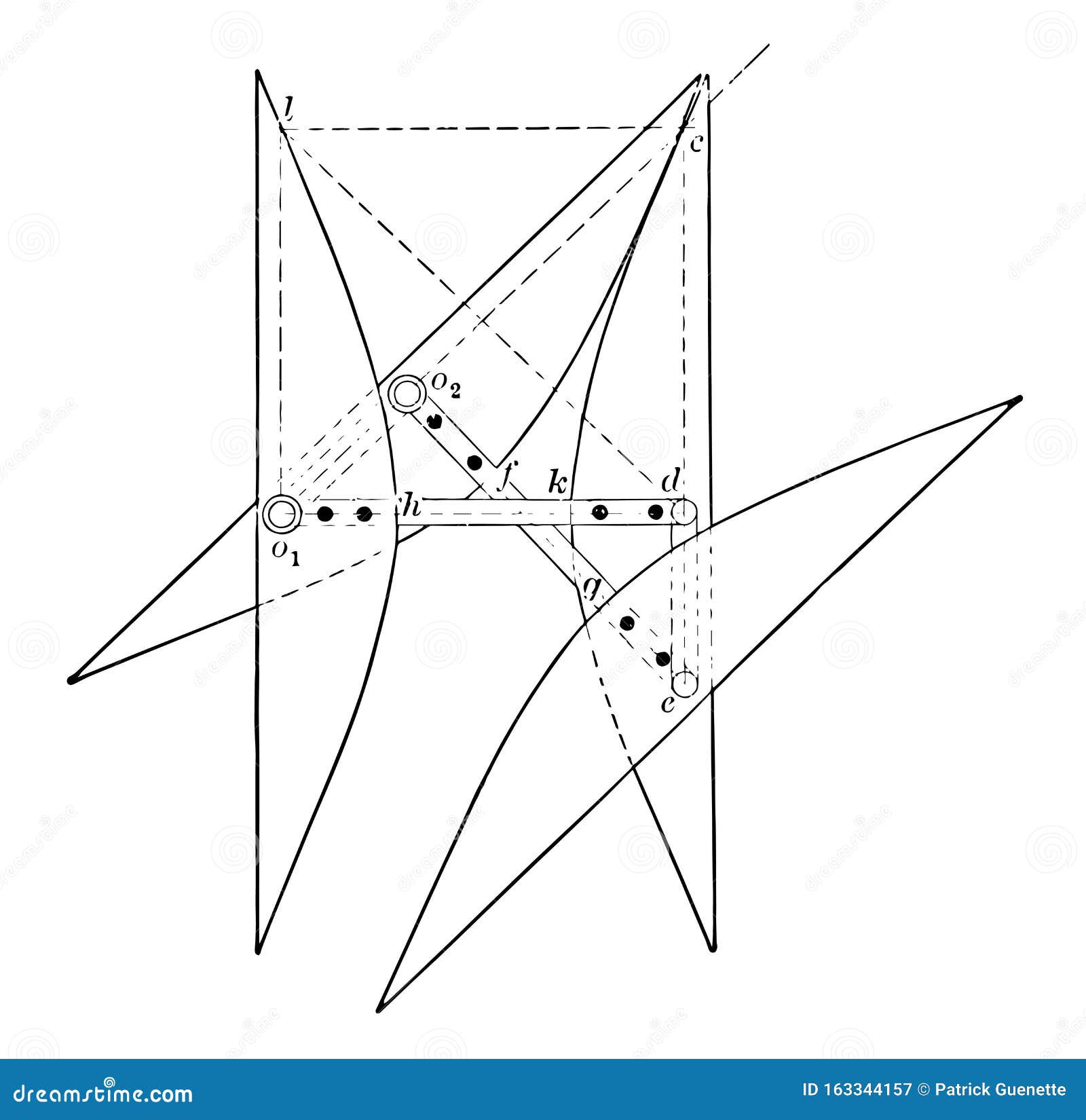 Rolling of Equal Hyperbolas. Vintage Illustration Stock Vector ...