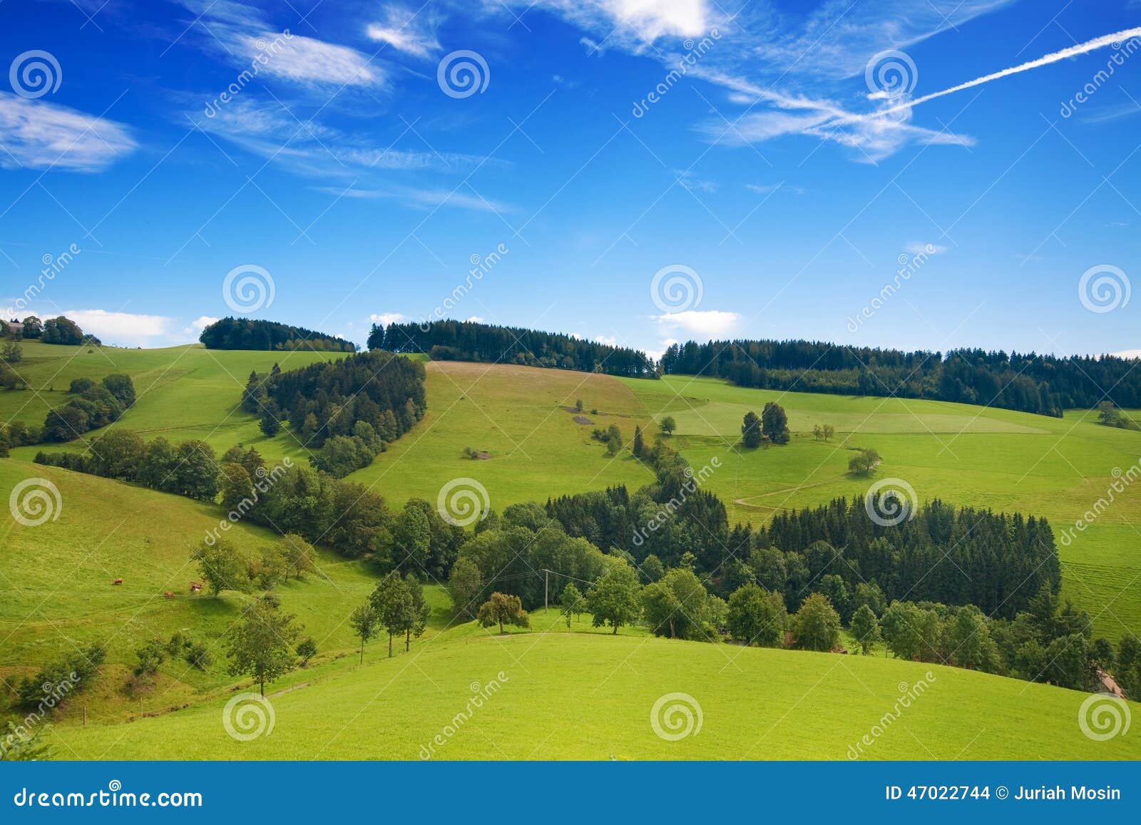 Rolling Green Hills of Germany with Blue Sky Stock Photo - Image of ...