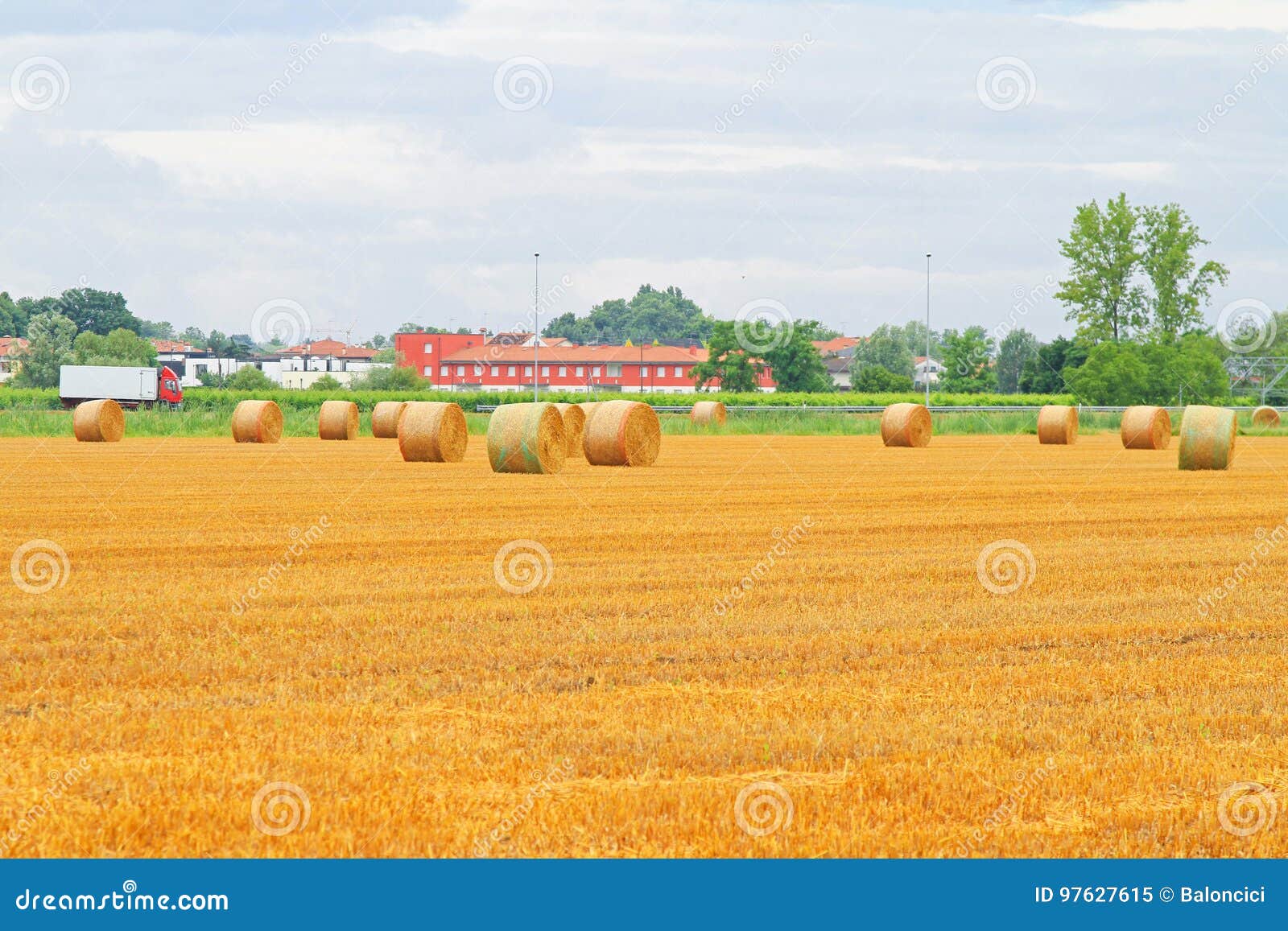 Rolling haystack field stock image. Image of roll, field - 97627615
