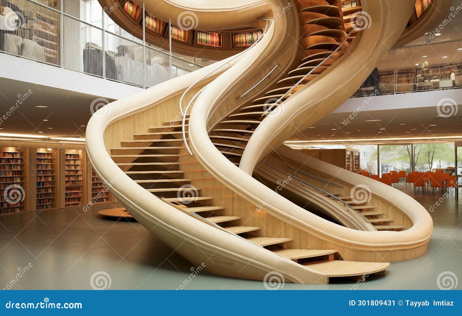 Rolling Library Stairs on Generative Ai. Stock Illustration ...