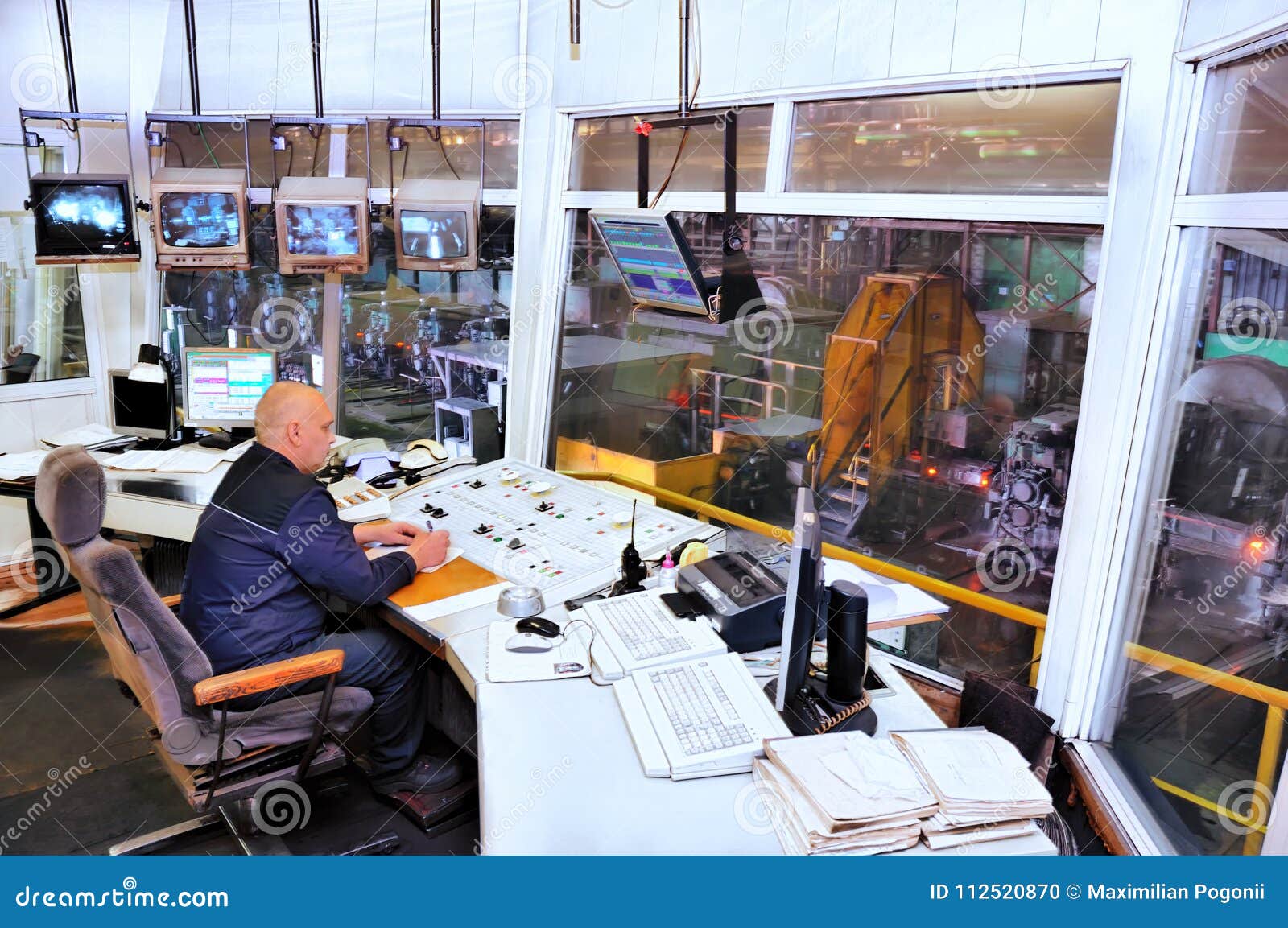 Rolling Mill Control Room Factory Operator Stock Photo - Image of ...